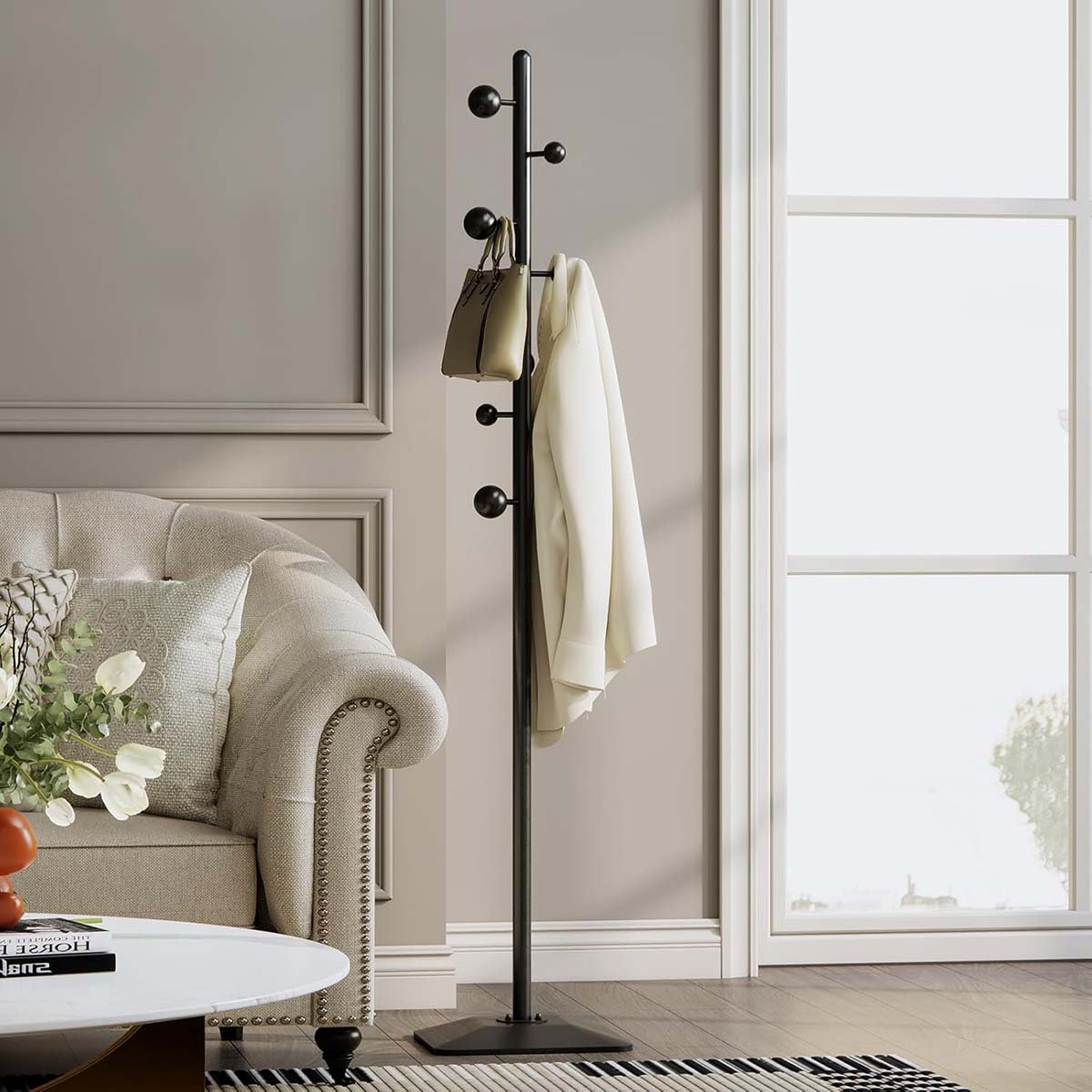 George Oliver Metal Coat Rack Stand With Geometric Shape Metal Base ...