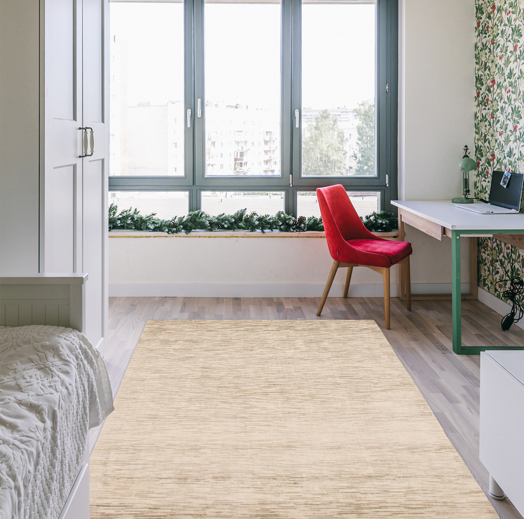 Foundry Select Olmos Hand-Knotted Light Khaki Area Rug | Wayfair