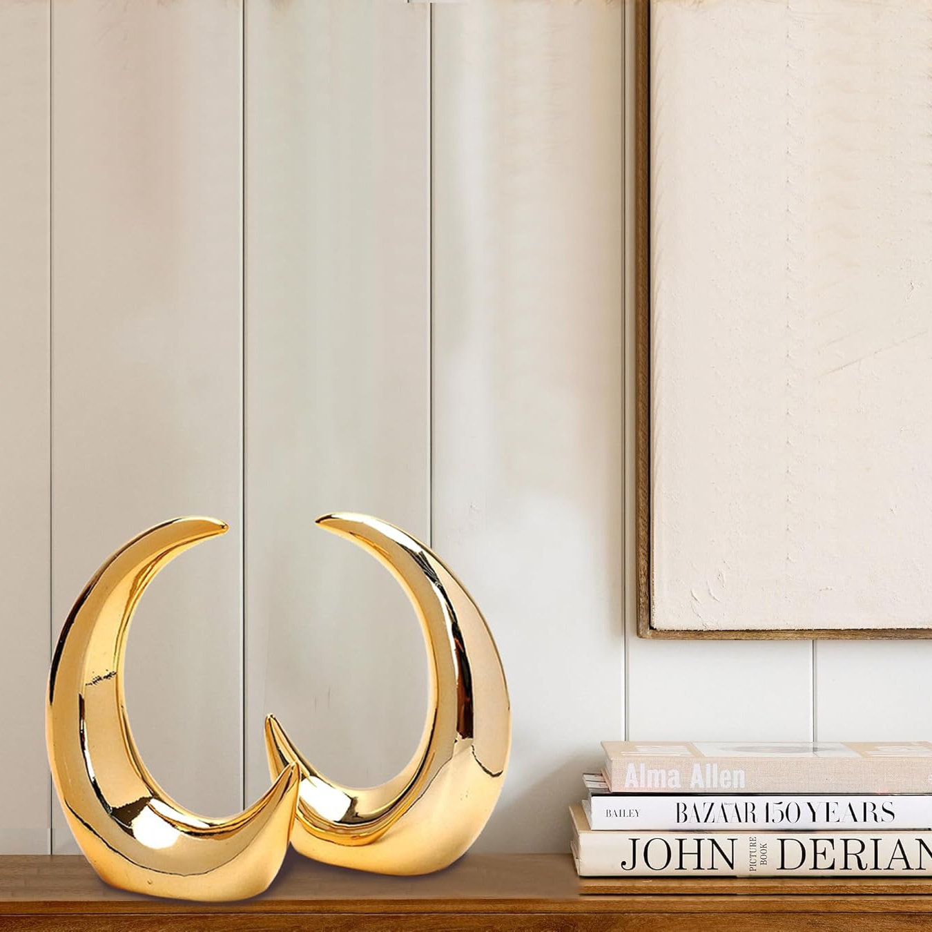 SIMLES 2 Pieces Gold Small Moon Statue Decor | Wayfair
