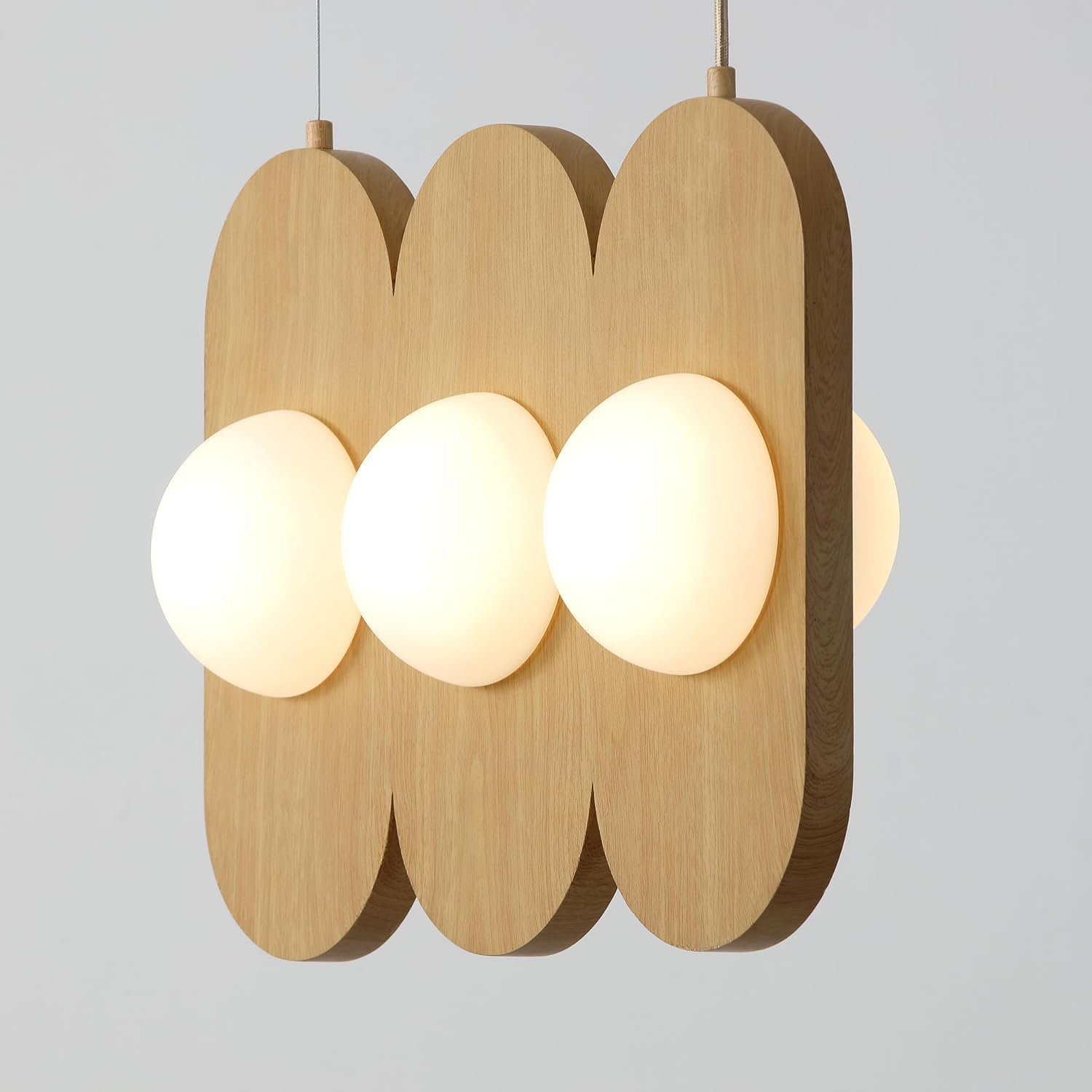Corrigan Studio Orbita Modern 3-Light Wood Linear Pendant Fixture With ...