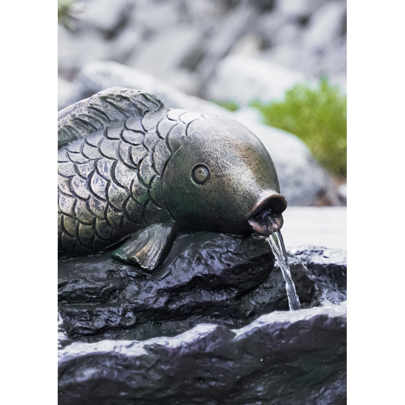 Highland Dunes Shanice 12" Outdoor Freestanding Fish Spitter Water ...