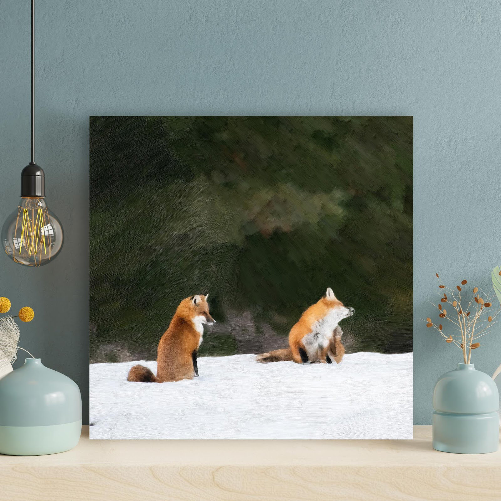 Millwood Pines Two Foxes On Snow Ground 1 - 1 Piece Square Graphic Art ...
