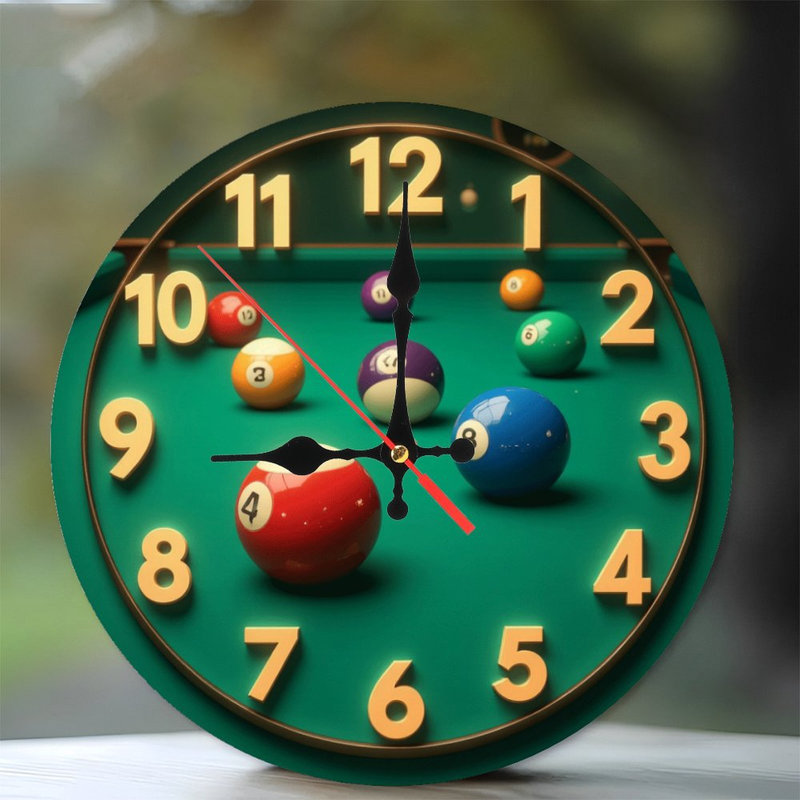 Dakota Fields Billiards Clock Design with Colorful Pool Balls | Wayfair