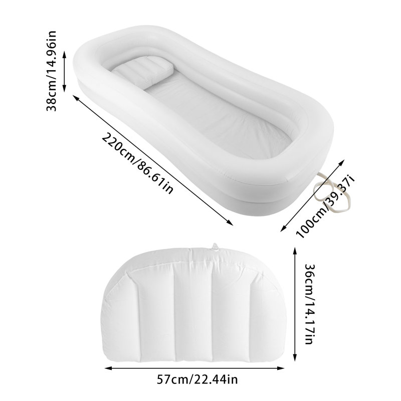 DENFER 110 Volt 1 - Person Rectangle Inflatable Bathtub in White | Wayfair