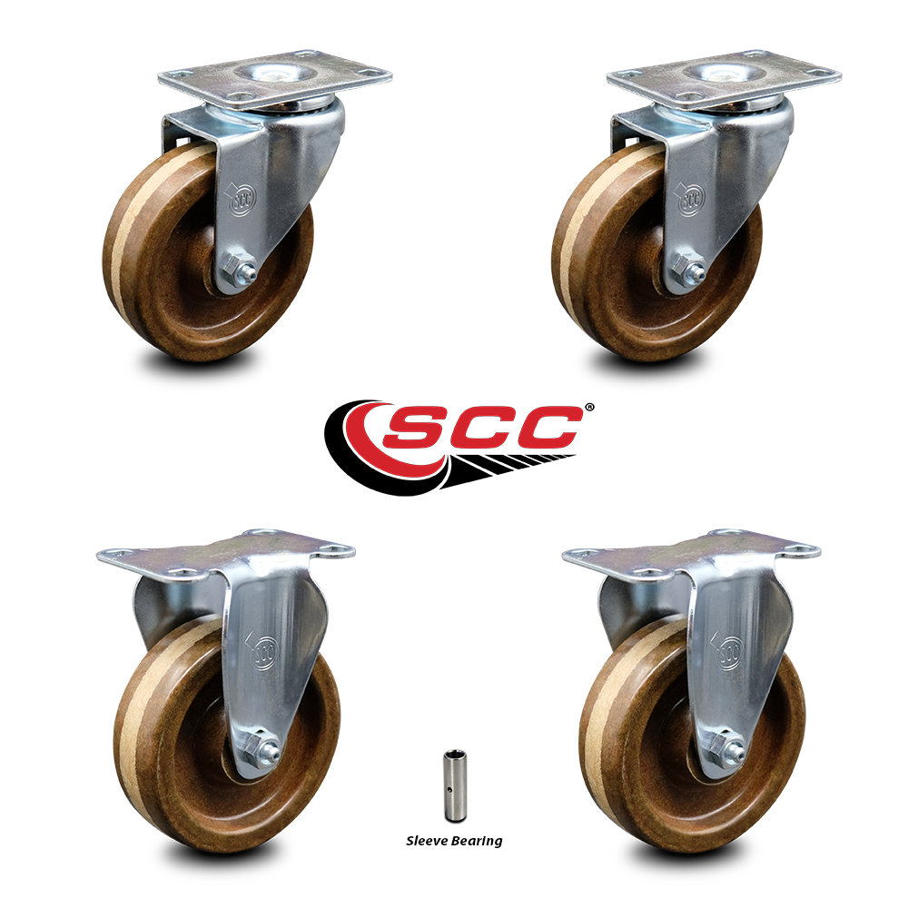 Service Caster 4 Inch High Temp Phenolic Wheel Swivel Top Plate Caster ...