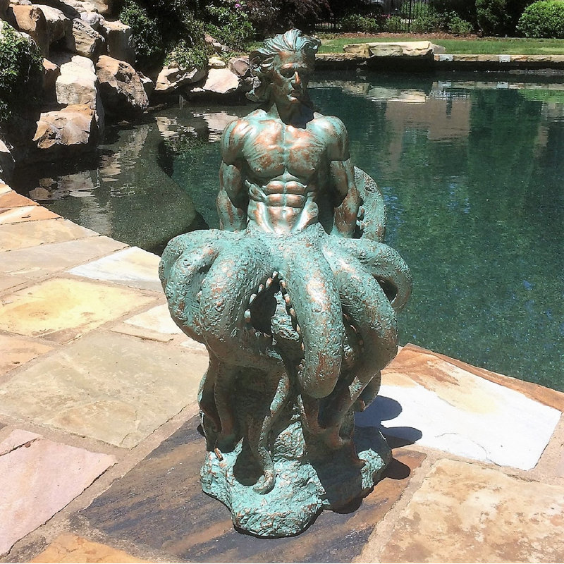 HomeStyles Life's a Beach Octoman Sitting on Coastal Rock Statue ...