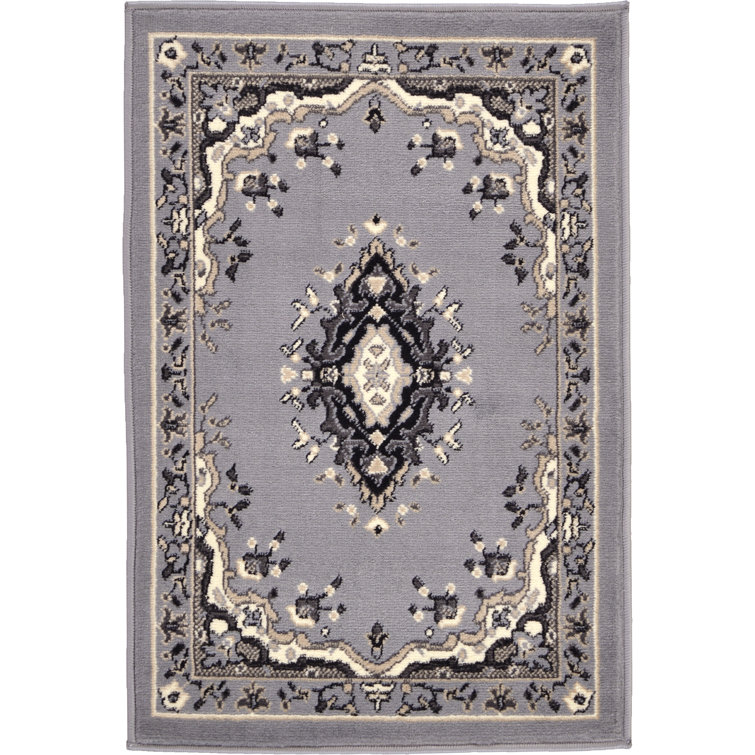 World Menagerie Balthrop Power Loom Gray/Beige/Black Rug & Reviews ...