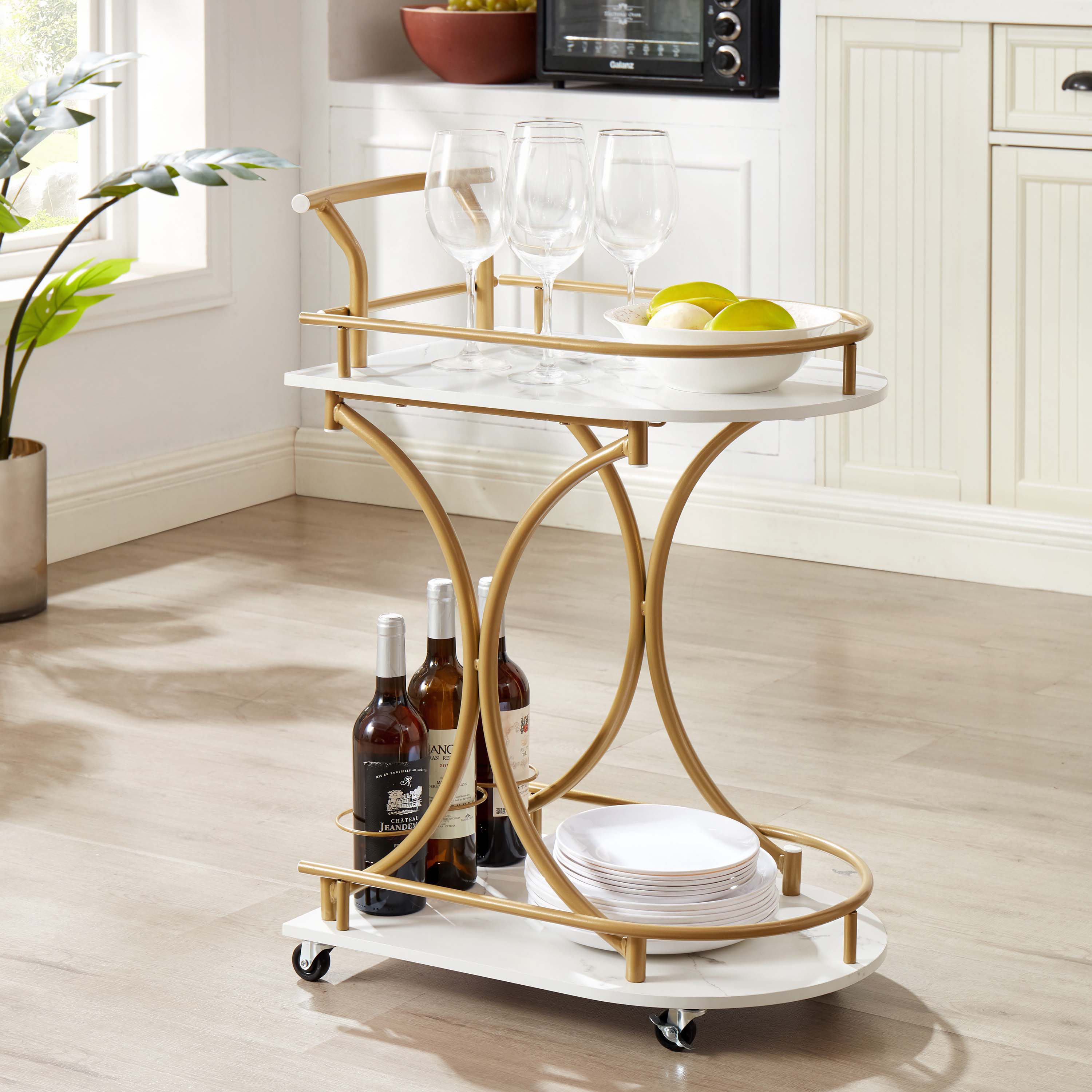 House of Hampton® Mobile Bar Serving Cart for Kitchen Living Room ...