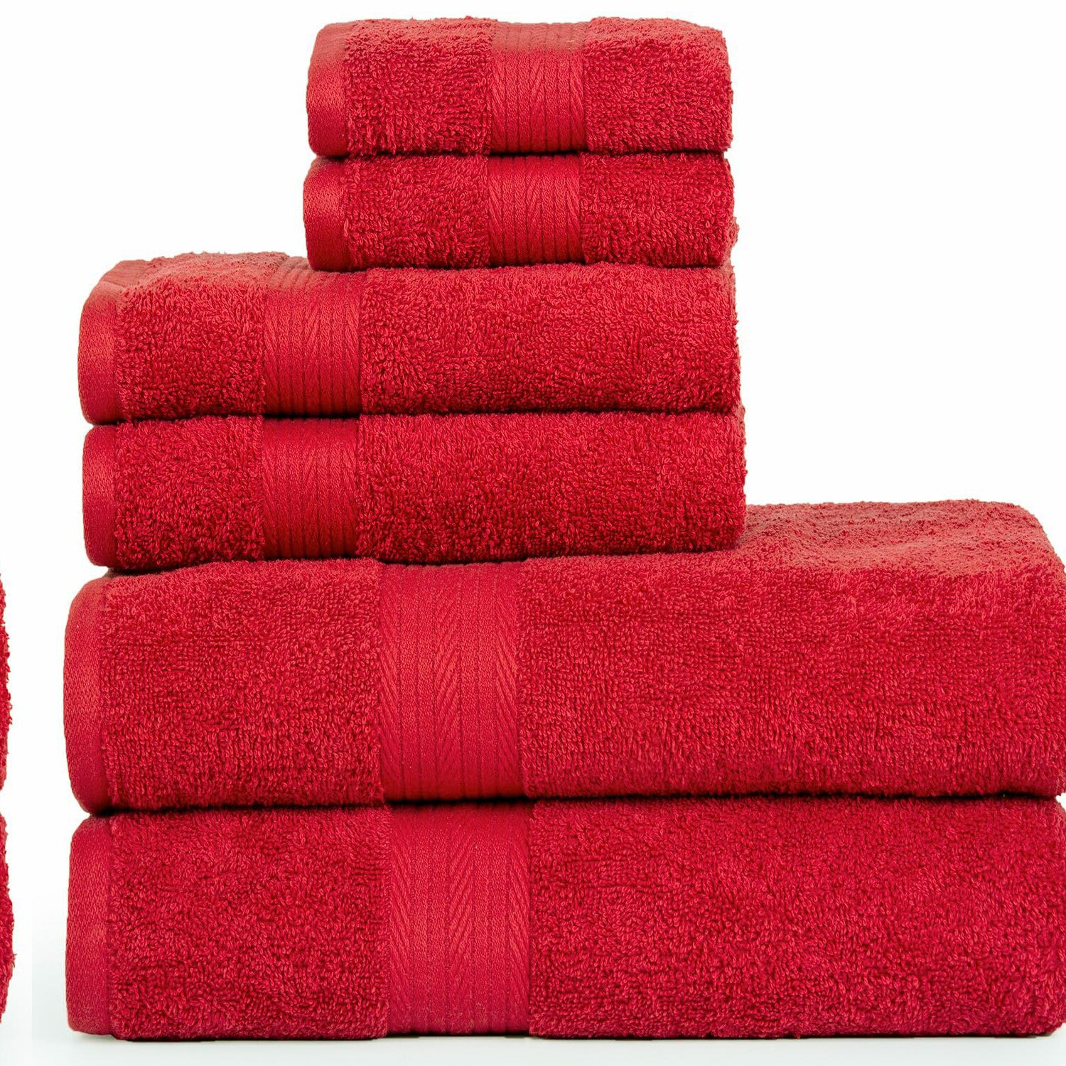 Longshore Tides UltraSoft Quick-Dry Cotton Towel Set - 6 Piece, Red ...