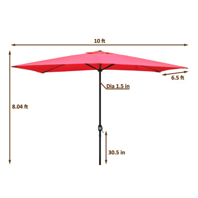 Hashtag Home Bradford 120'' x 78'' Rectangular Market Umbrella ...