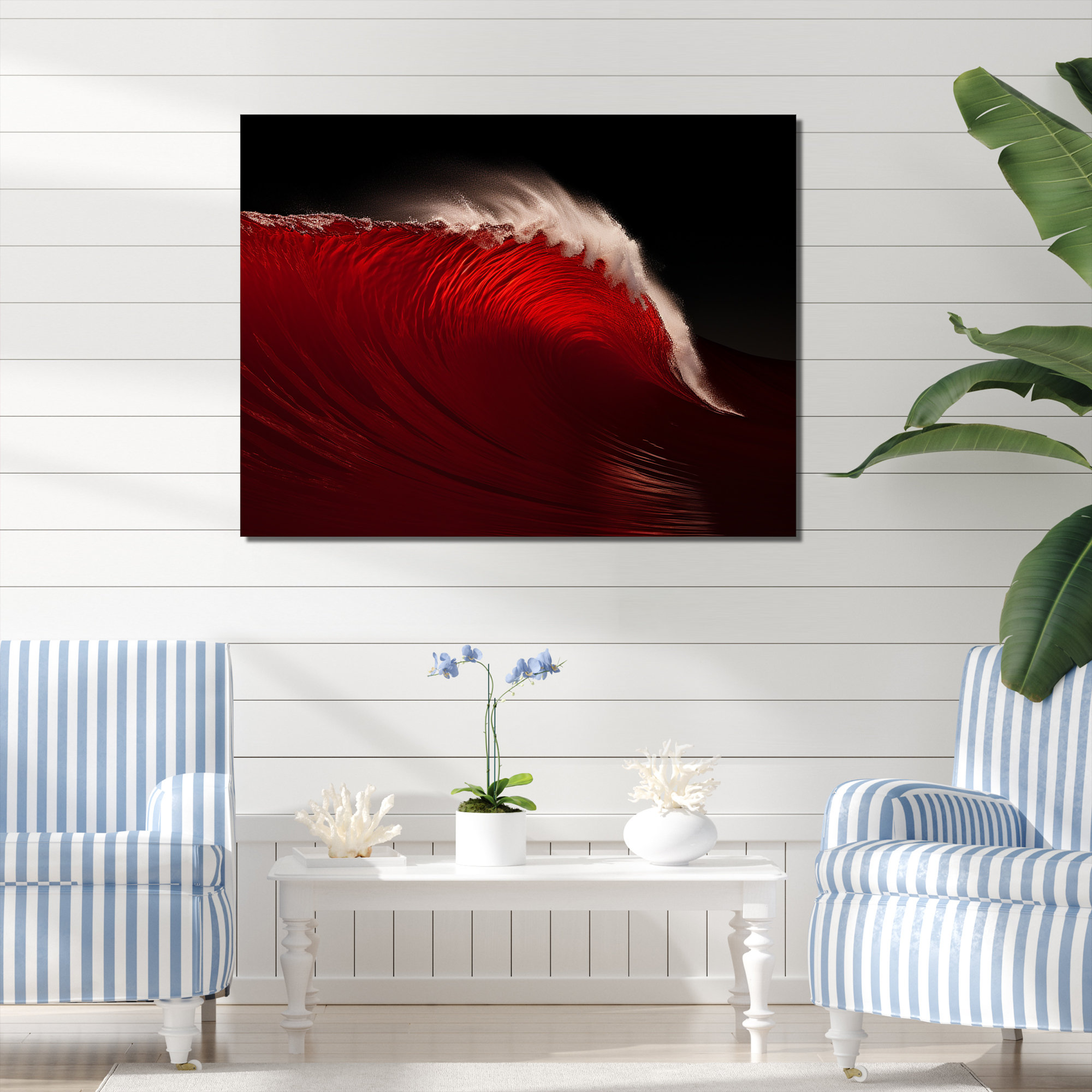 Highland Dunes Minimalism Black Red Wave Scenery | Wayfair