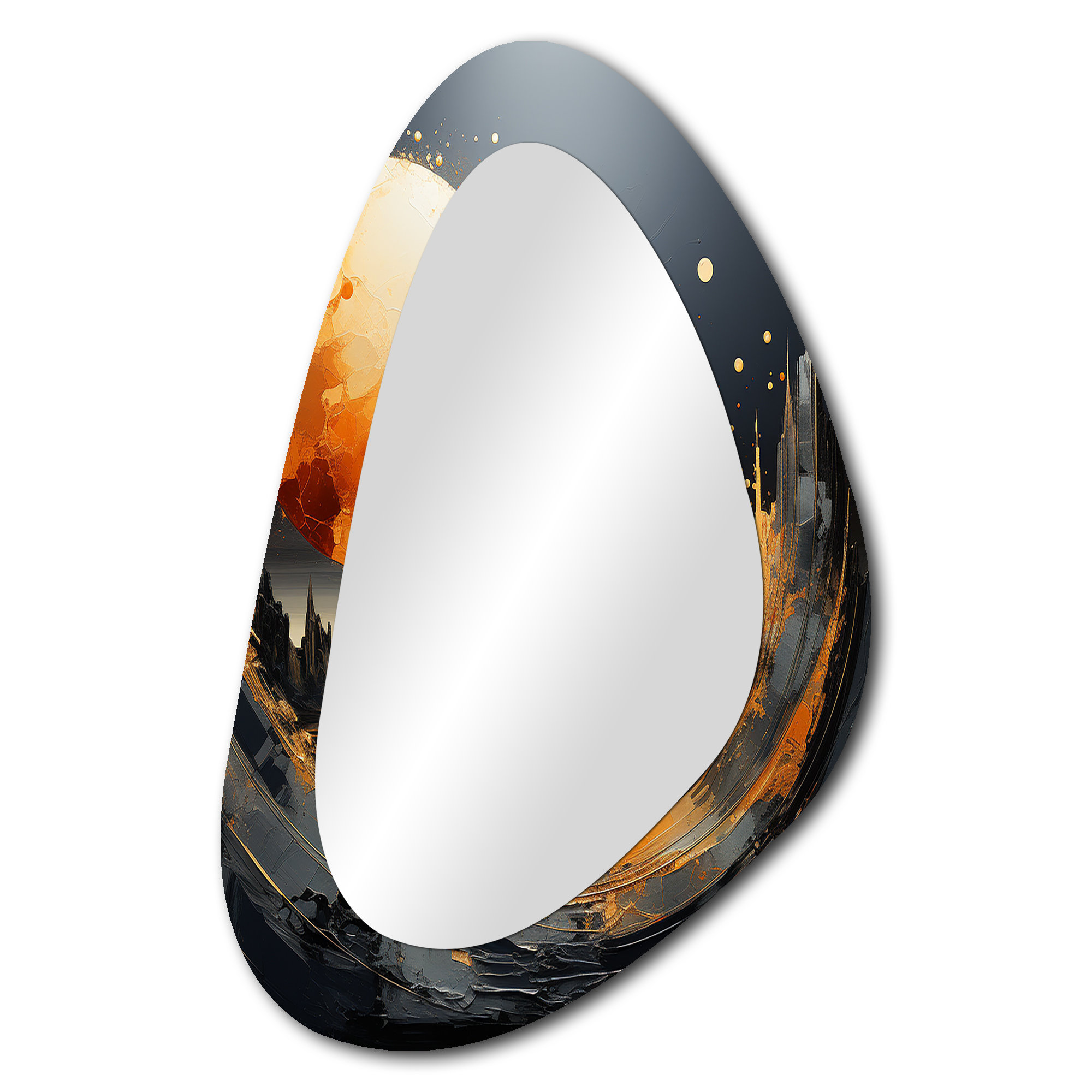 East Urban Home Donegan Black and Orange marble moon III - Orange ...