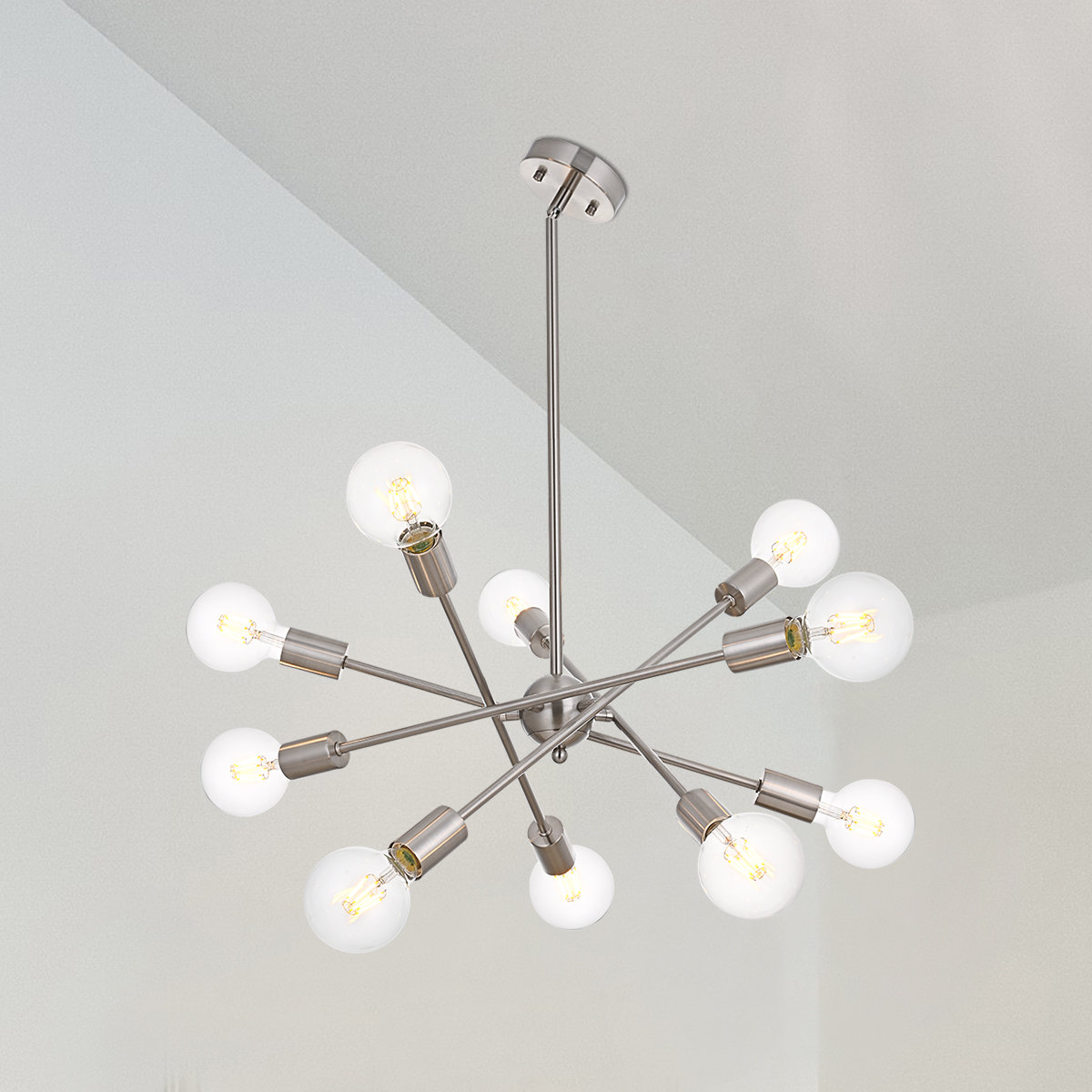 George Oliver 10-Light Sputnik Chandelier Lighting In Brushed Nickel ...