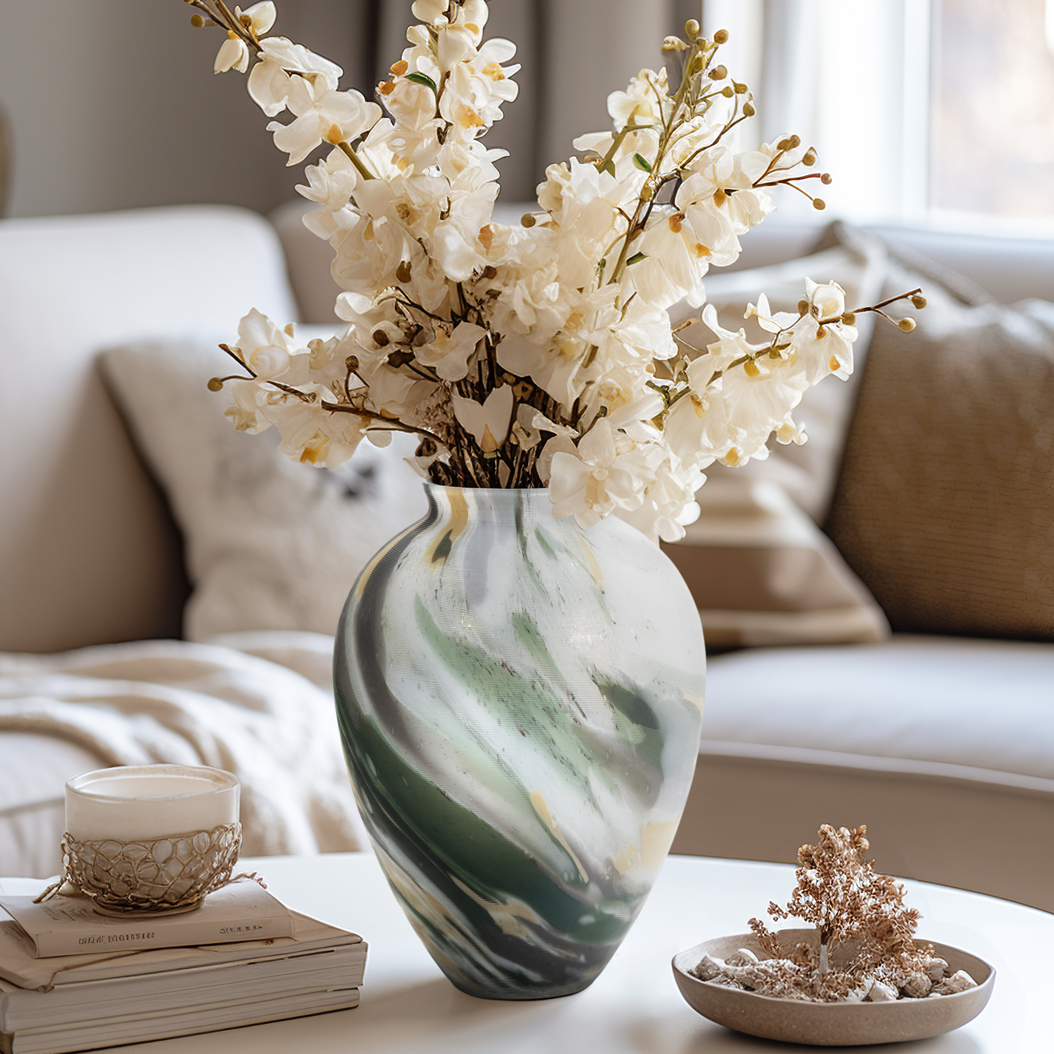 Ivy Bronx Modern Abstract Glass Swirled Bud Marbled Look Vase & Reviews ...