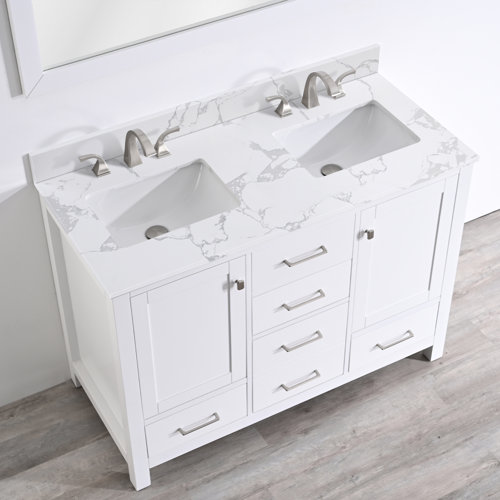 VANITYFAIR 48'' Double Vanity Top with Sink Faucet Holes | Wayfair