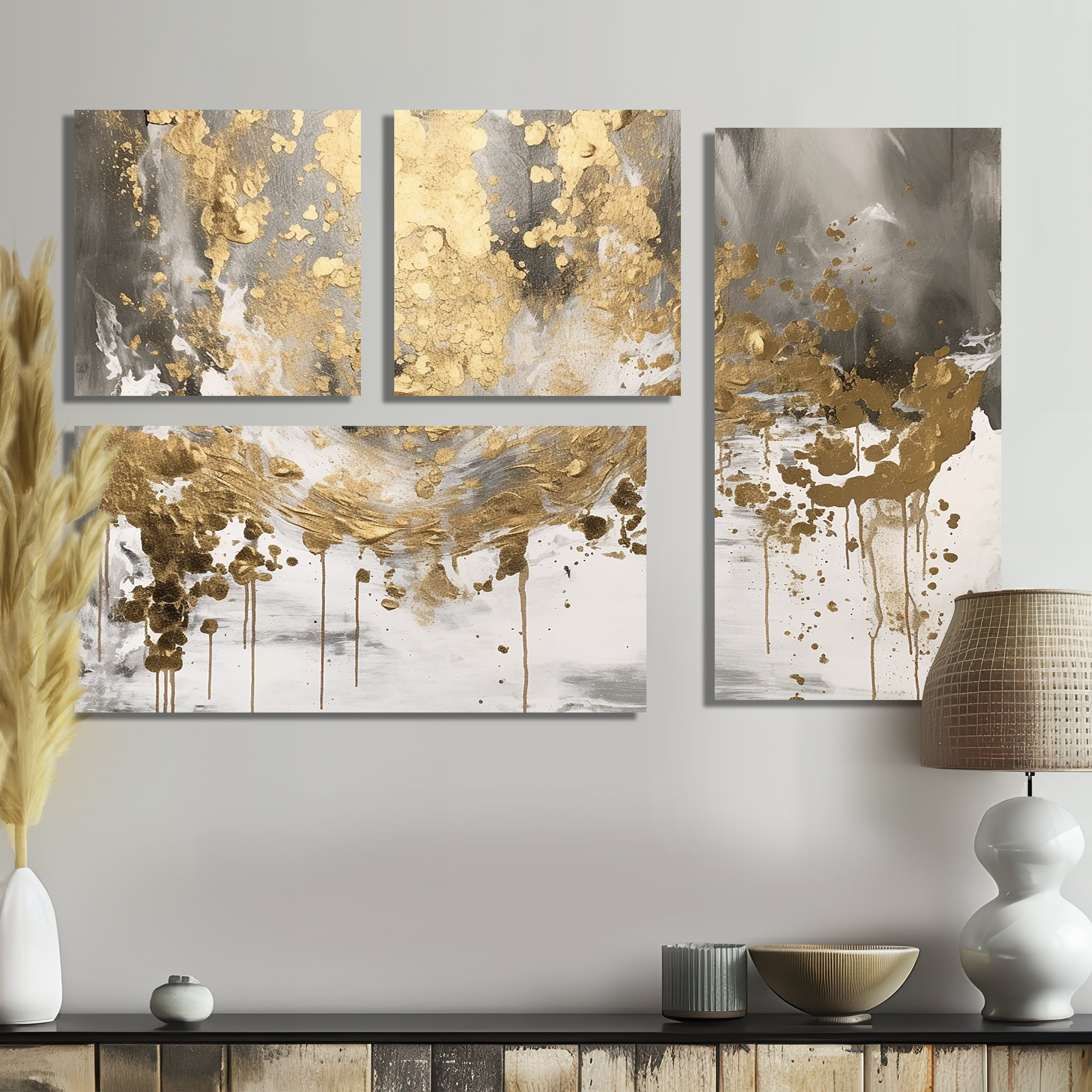 Mercer41 Modern Drip - Modern Wall Decor 4 Pieces | Wayfair
