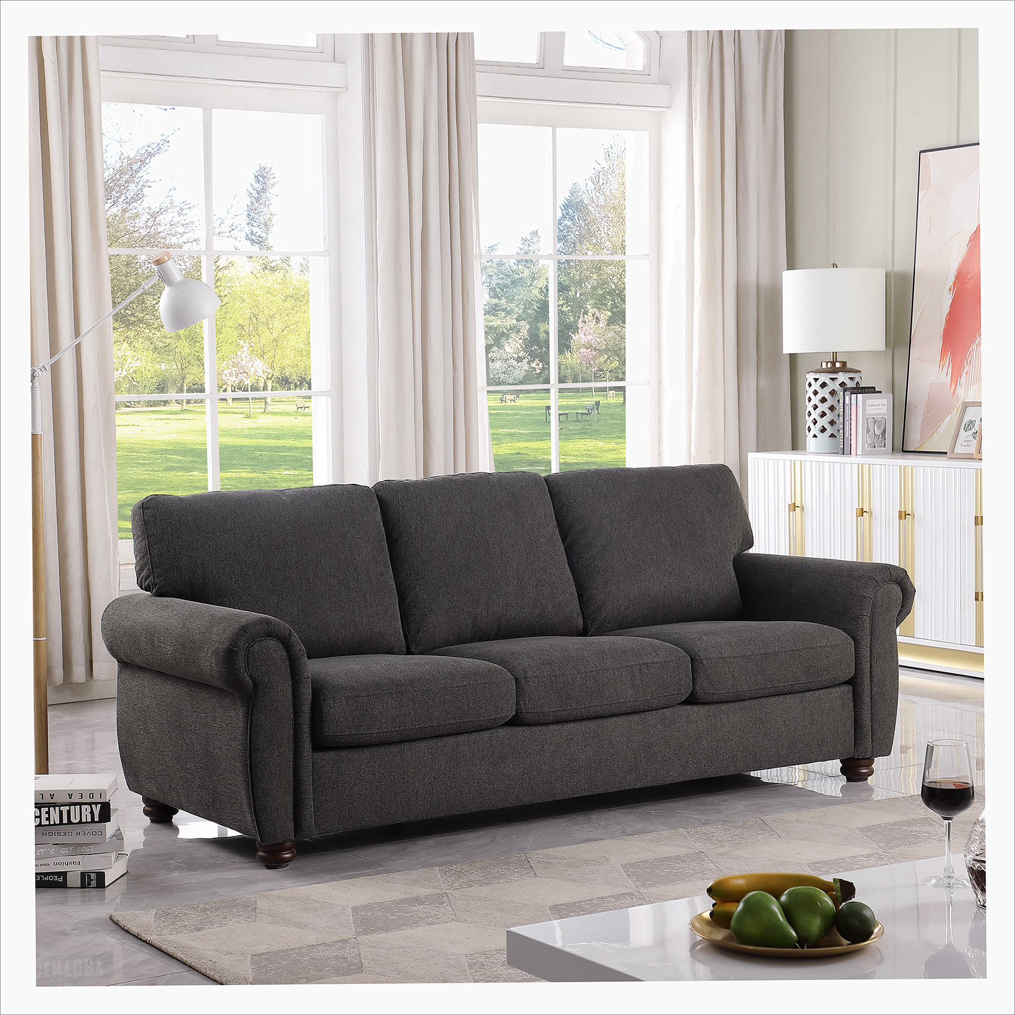 Alcott Hill® 3-Seat Solid Wood Frame Sofa | Wayfair