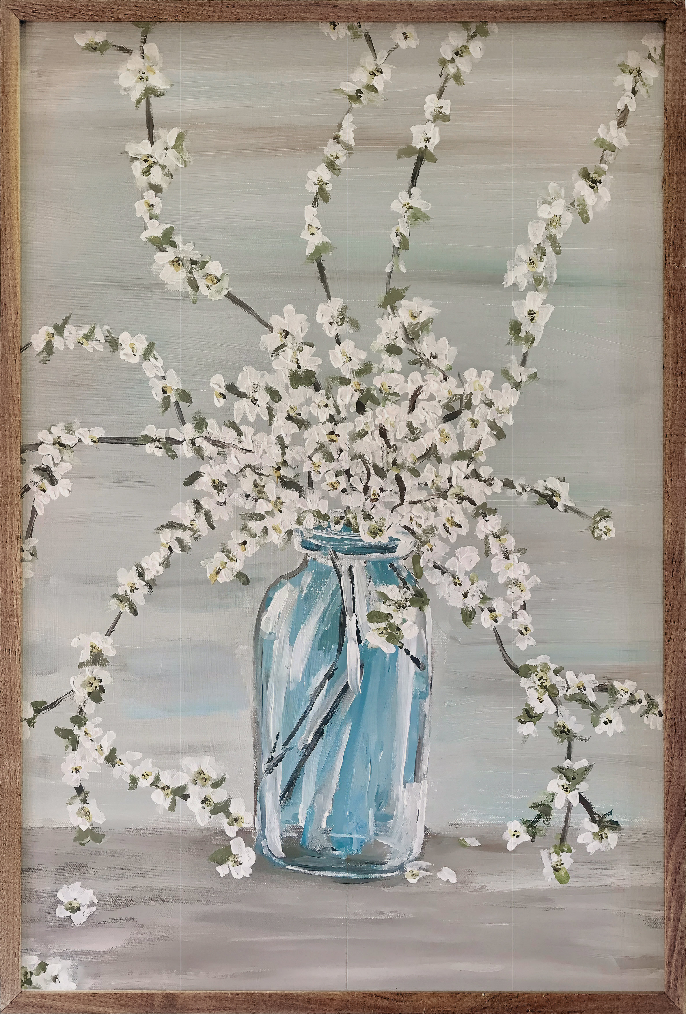 Winston Porter Lindsee Blue Vase Bouquet Framed On Wood by Annette ...