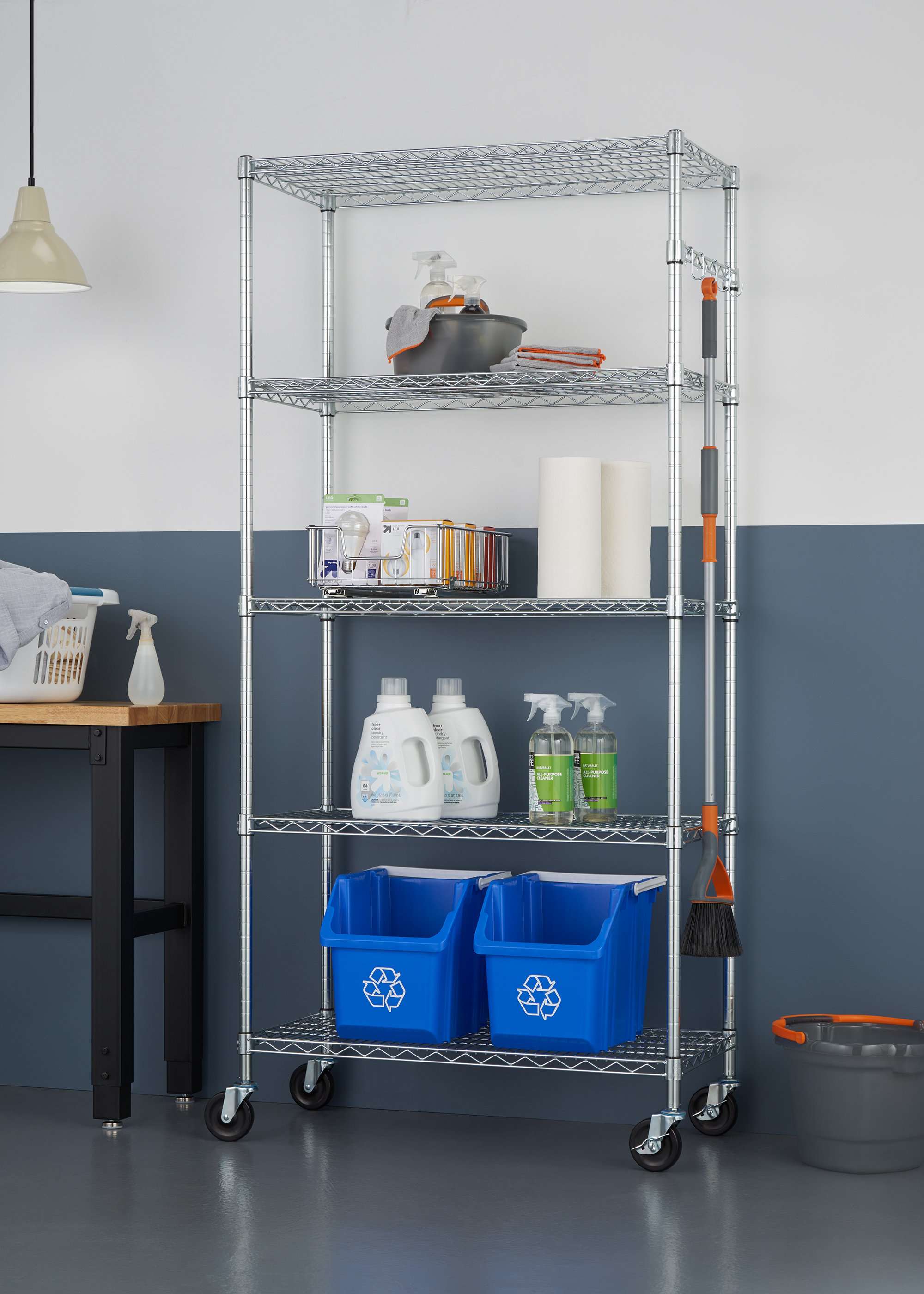 Trinity 36" W x 18" D x 72" H 5 Tier Wire Shelving with Sidebar and ...