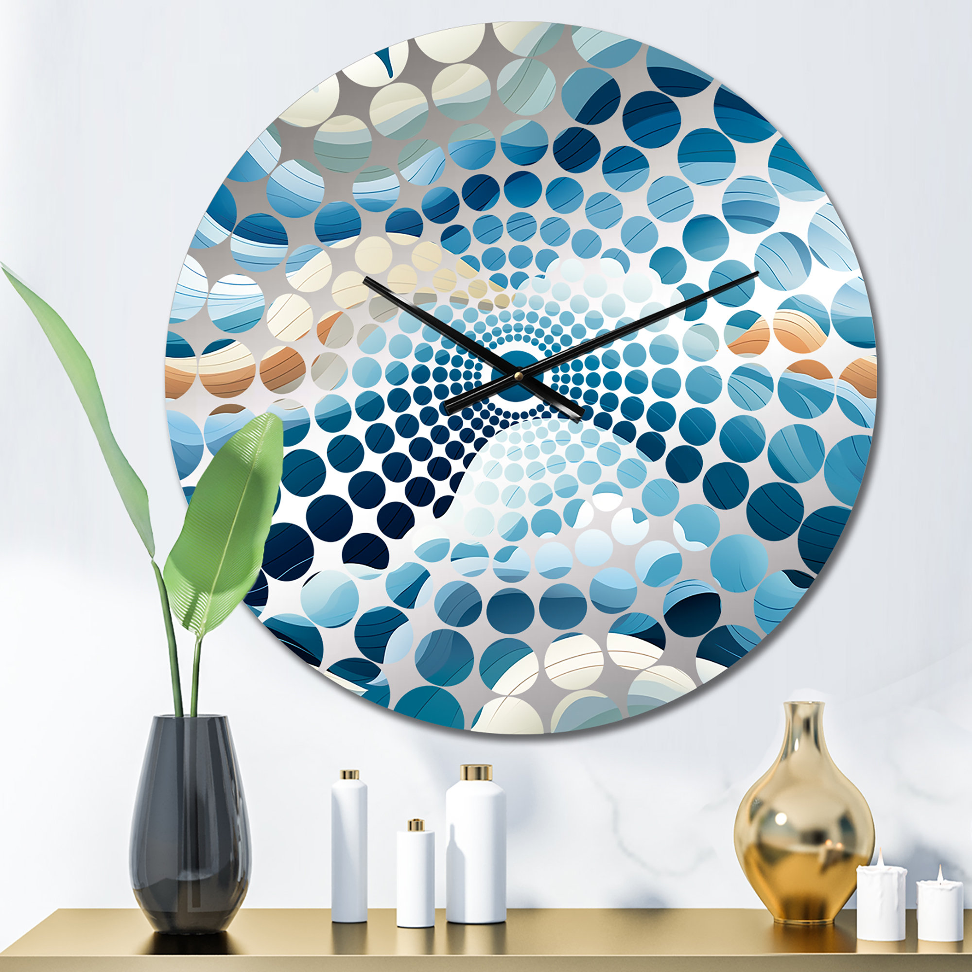 DesignArt Blue And White Zen Tranquility Waves - Coastal Wall Clock ...