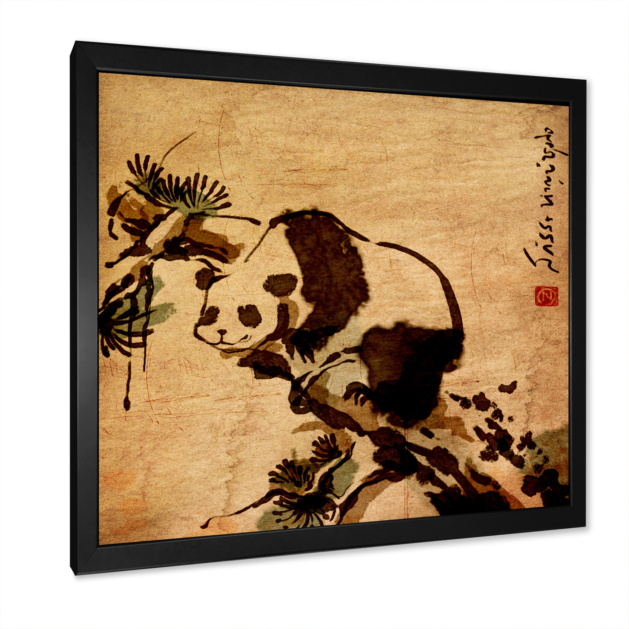Bungalow Rose Chinese Panda Papyrus Art - Traditional Canvas Wall Art ...