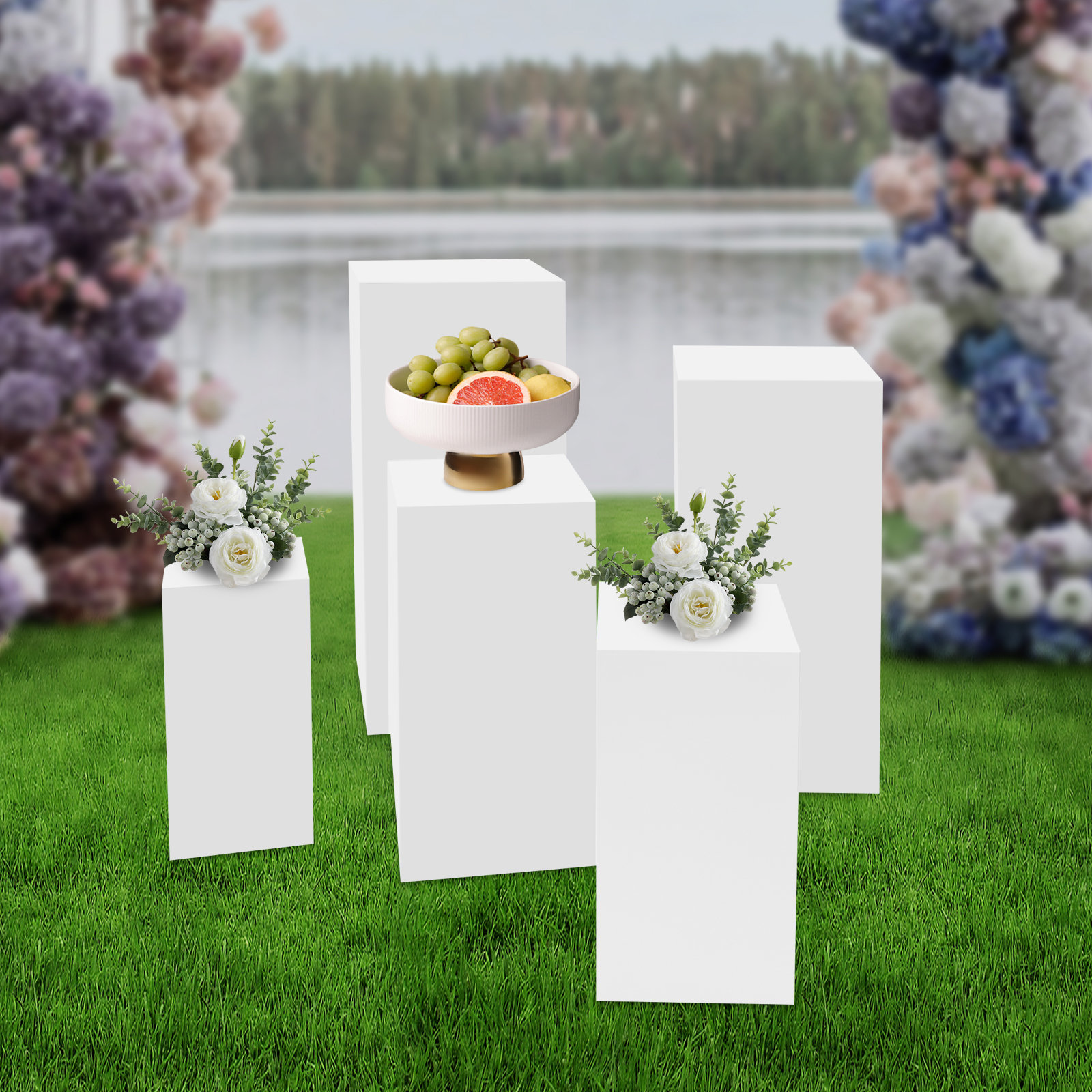 Hokku Designs 5Pcs Freestanding Square Elegant Display Cake Pedestal ...