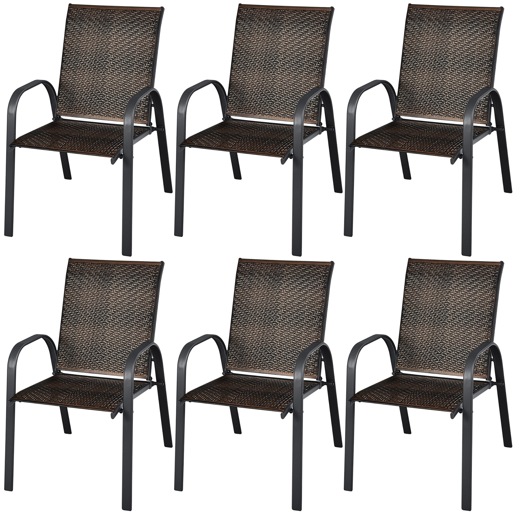 Lark Manor Ensemble de 6 chaises de patio en rotin Amellie et ...