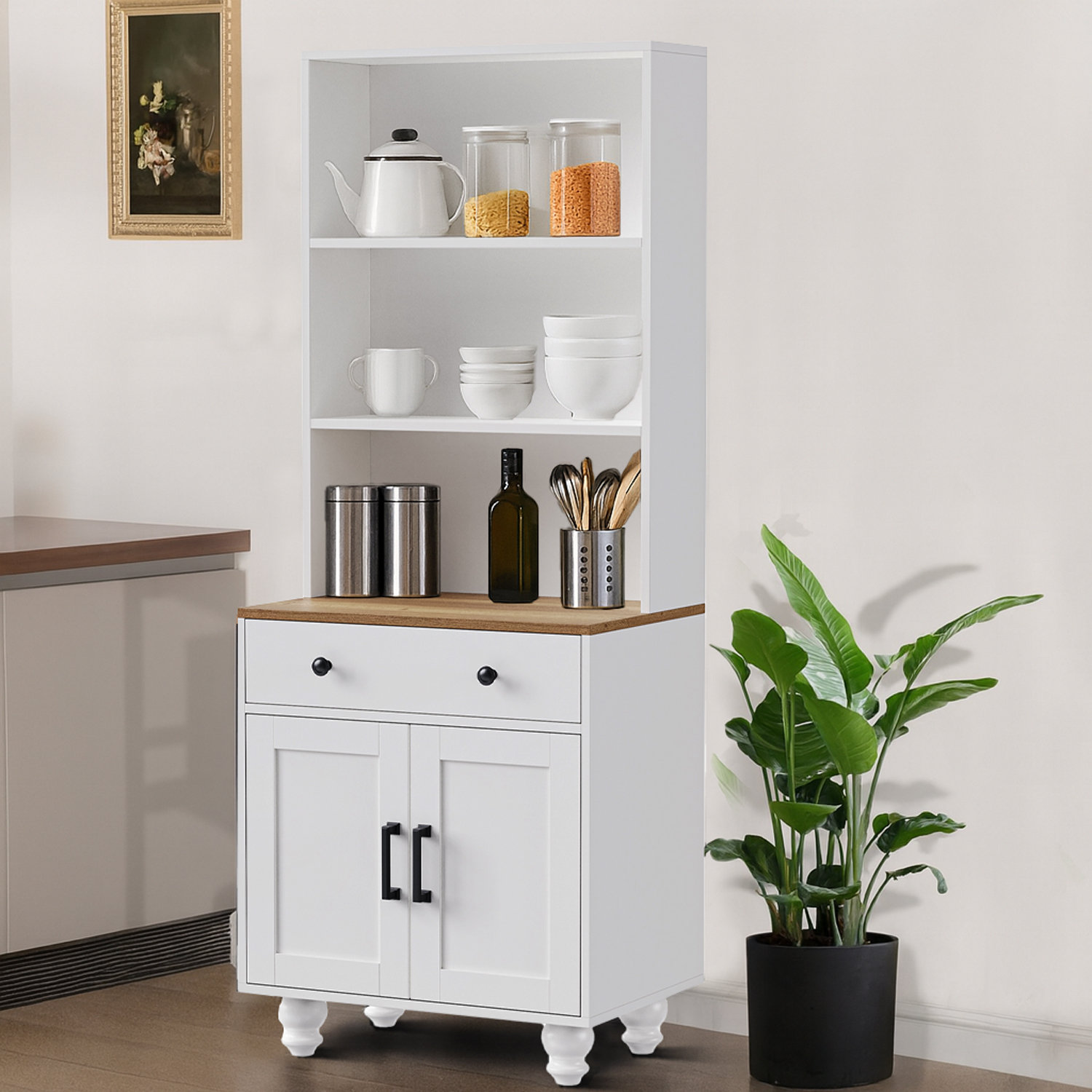 Alcott Hill® Farmhouse Kitchen Pantry Cabinet bathroomstorage with ...