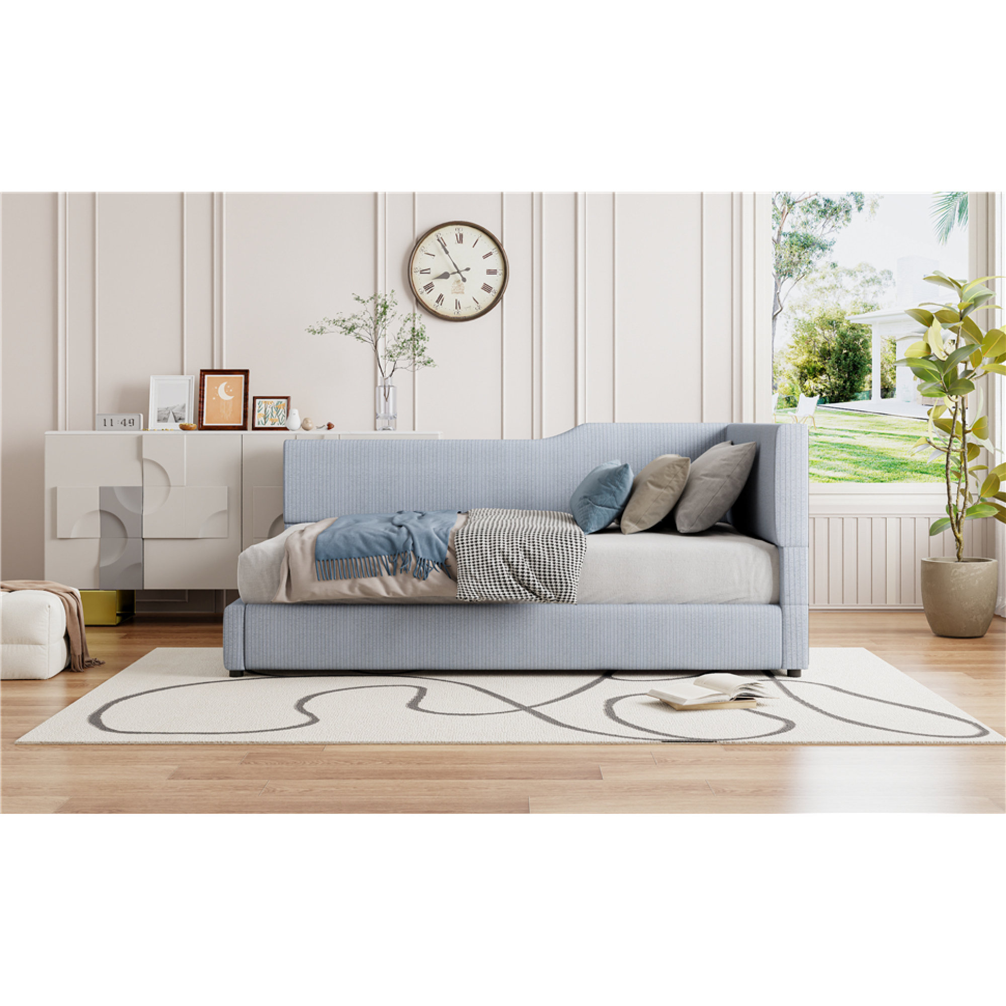 Latitude Run® Full Size L-shaped Upholstered Daybed With Soft Corduroy ...