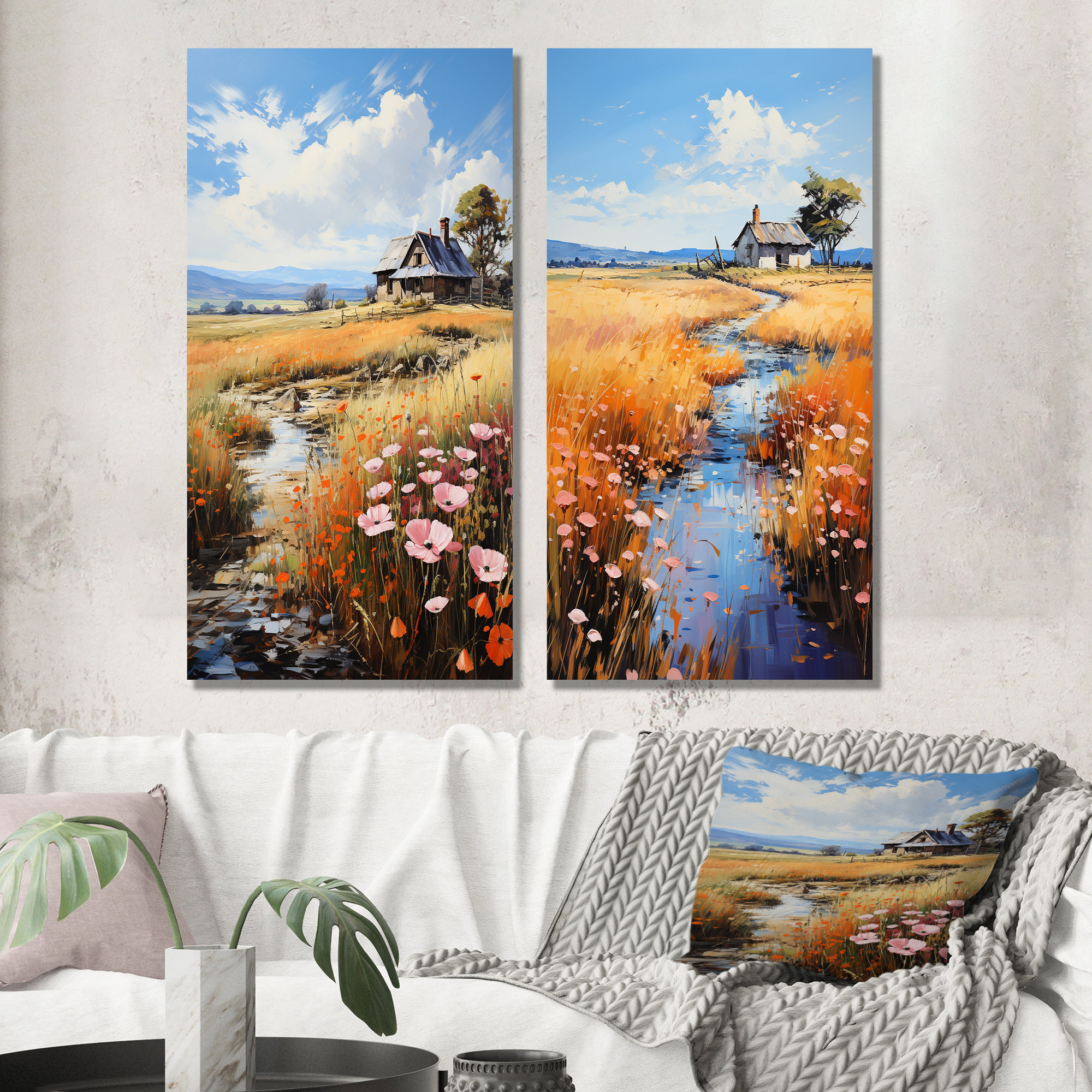 August Grove® Meadow Cottage At The Pond I - Landscape Cottage Canvas ...