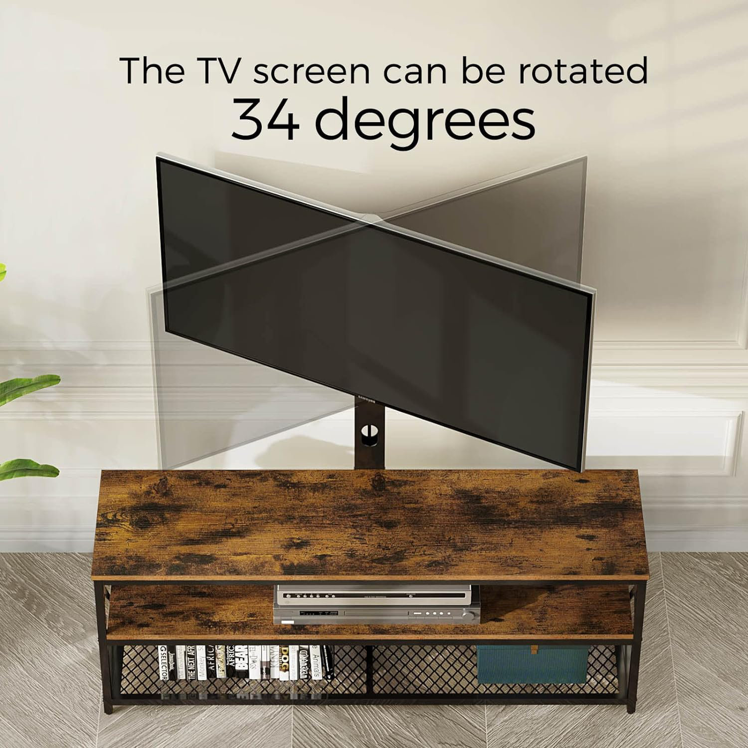 17 Stories TV Stand with Mount and Power Outlet 51", Swivel TV Stand ...