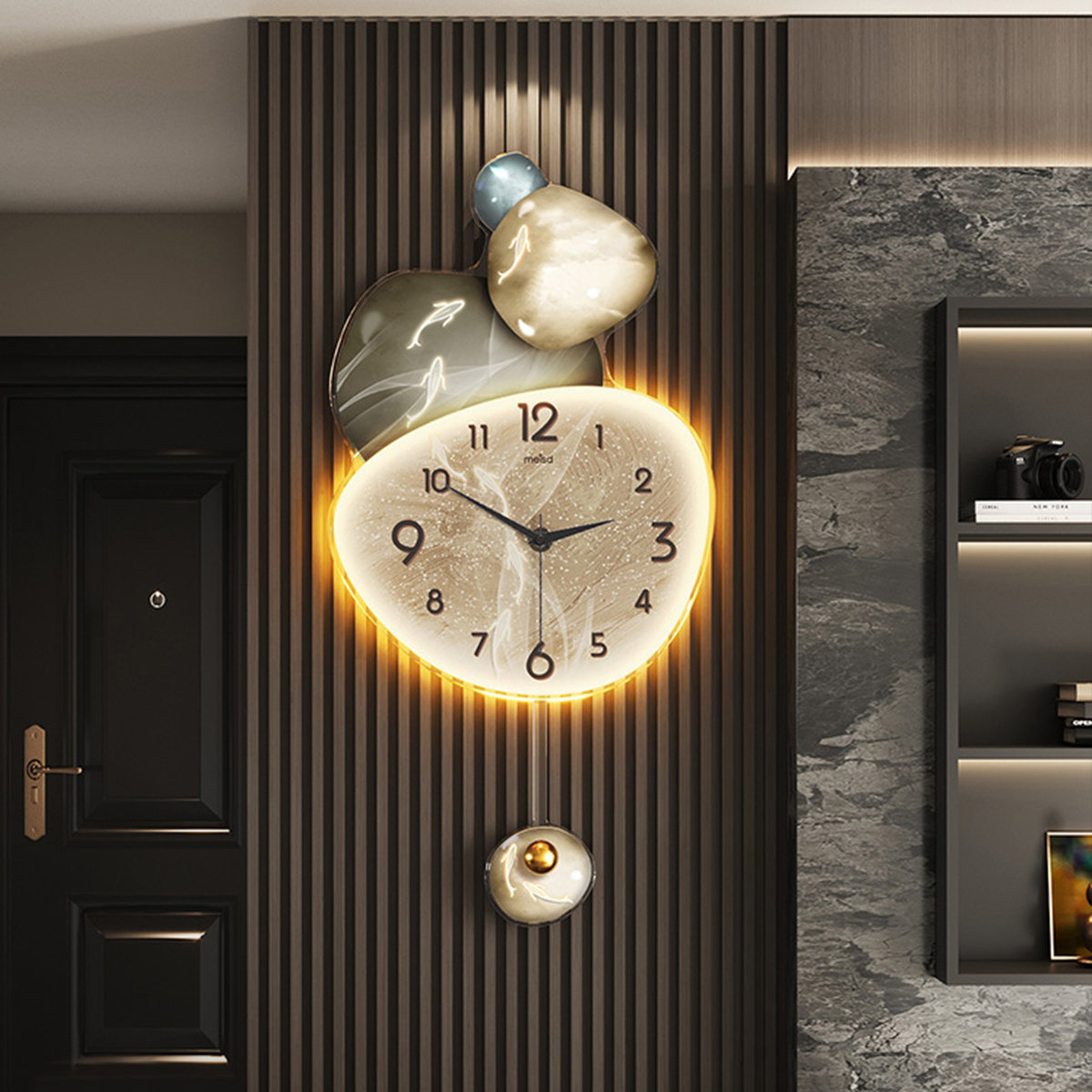 FOLVOJ Creative clock wall lamp style grid decorative clock wall clock ...