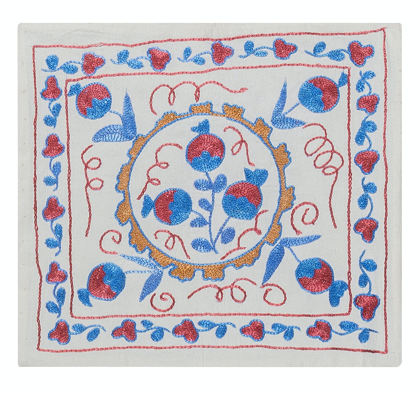 RugSpecialist Silk Embroidery Lace Pillow Cover, Handmade Suzani Pillow ...