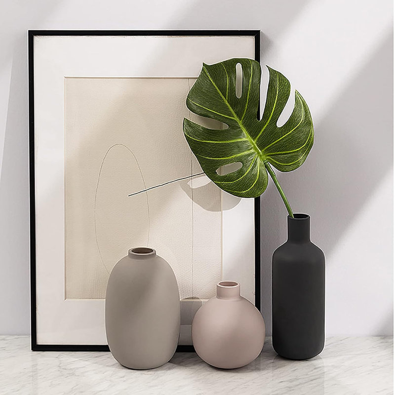 Orren Ellis Ceramic Modern Farmhouse Vase,Set Of 3 | Wayfair