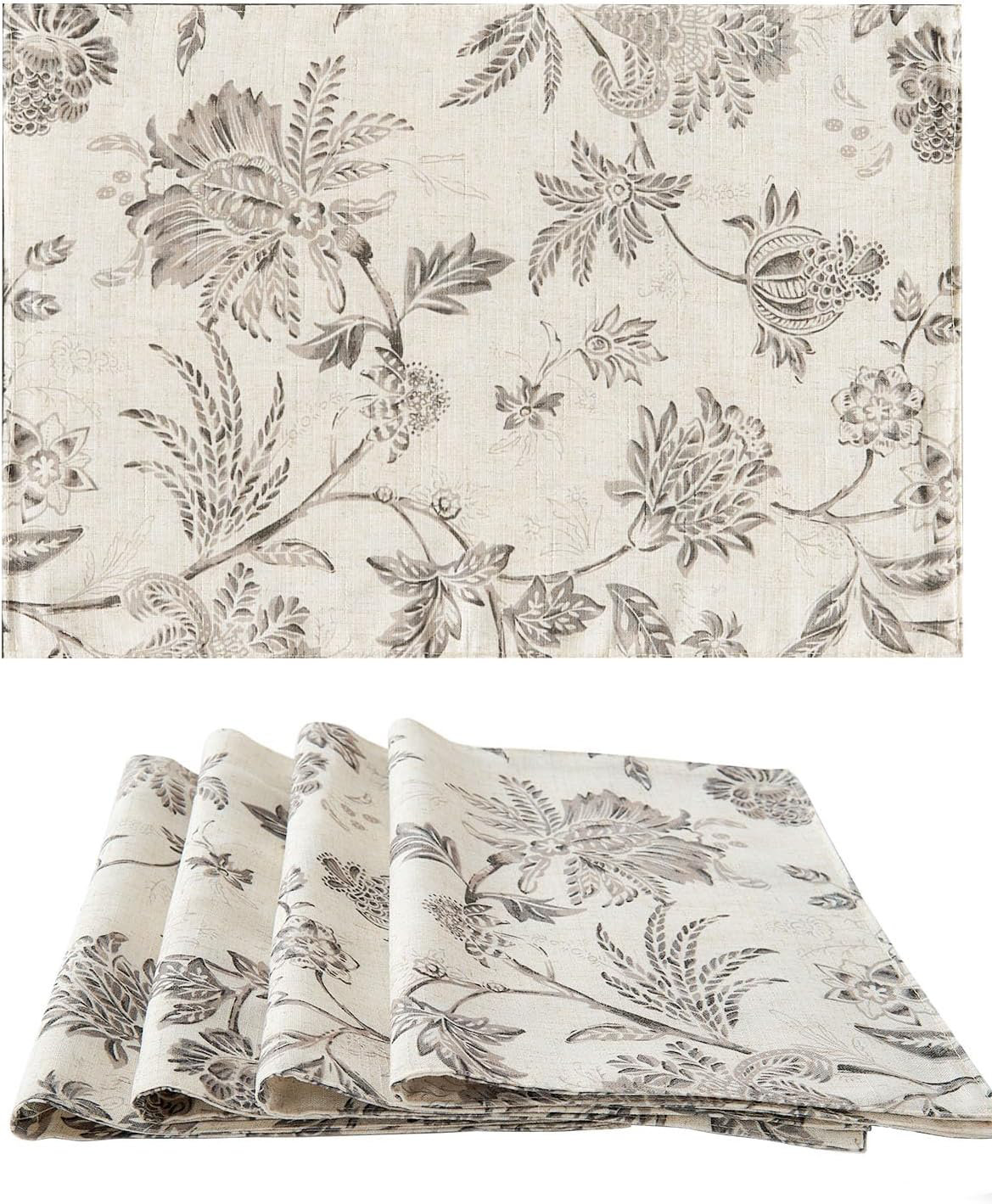 HELOMO Linen Floral Fall Placemats Set Of 4 Cloth Table Mats Rustic ...