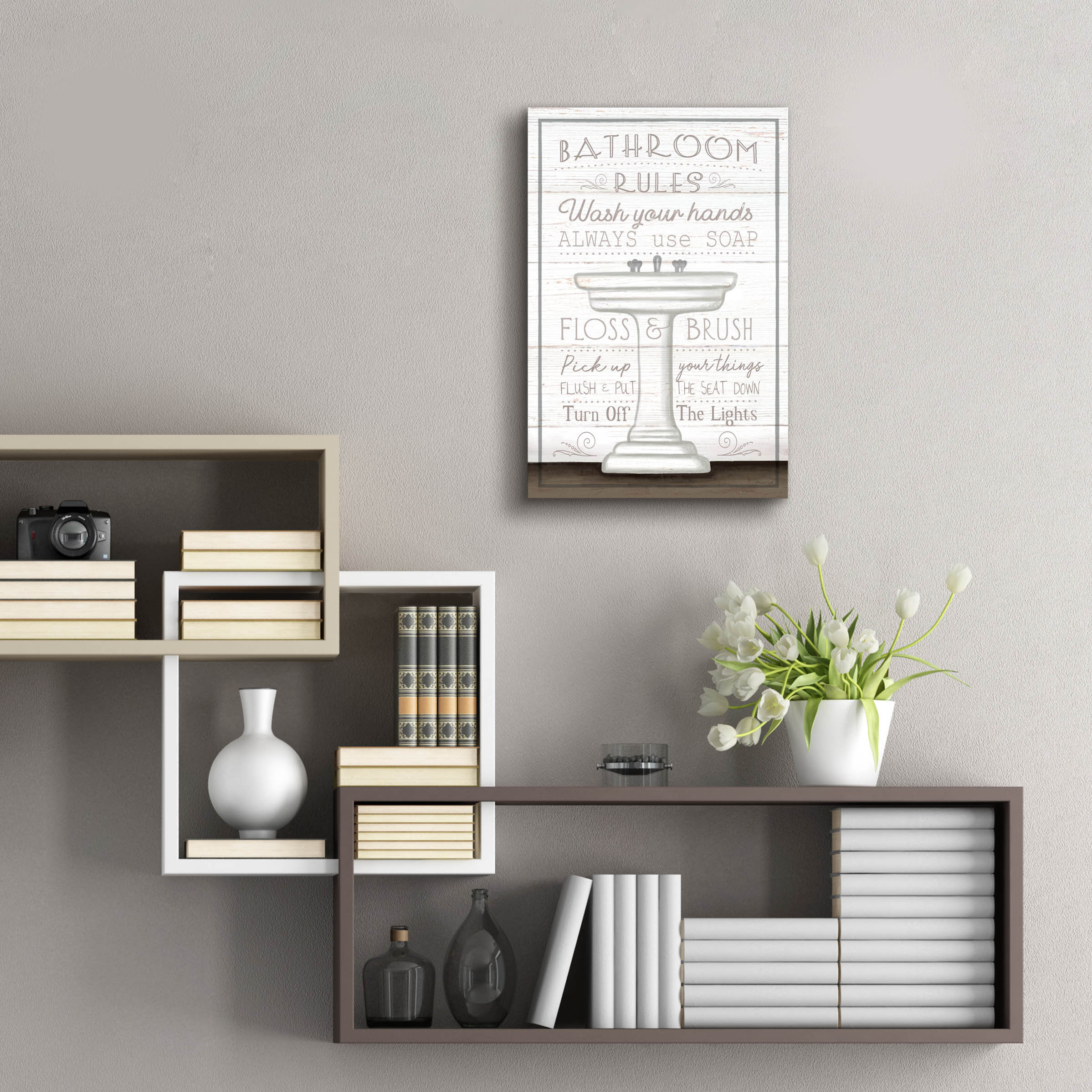 Epic Art 'Bathroom Rules - Sink' by Elizabeth Tyndall Acrylic Glass ...