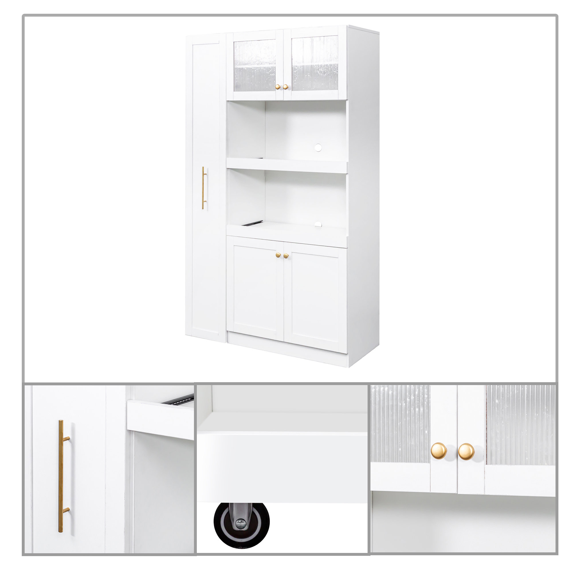 Latitude Run® Modern multi-storage pantry cabinet with pull-out multi ...