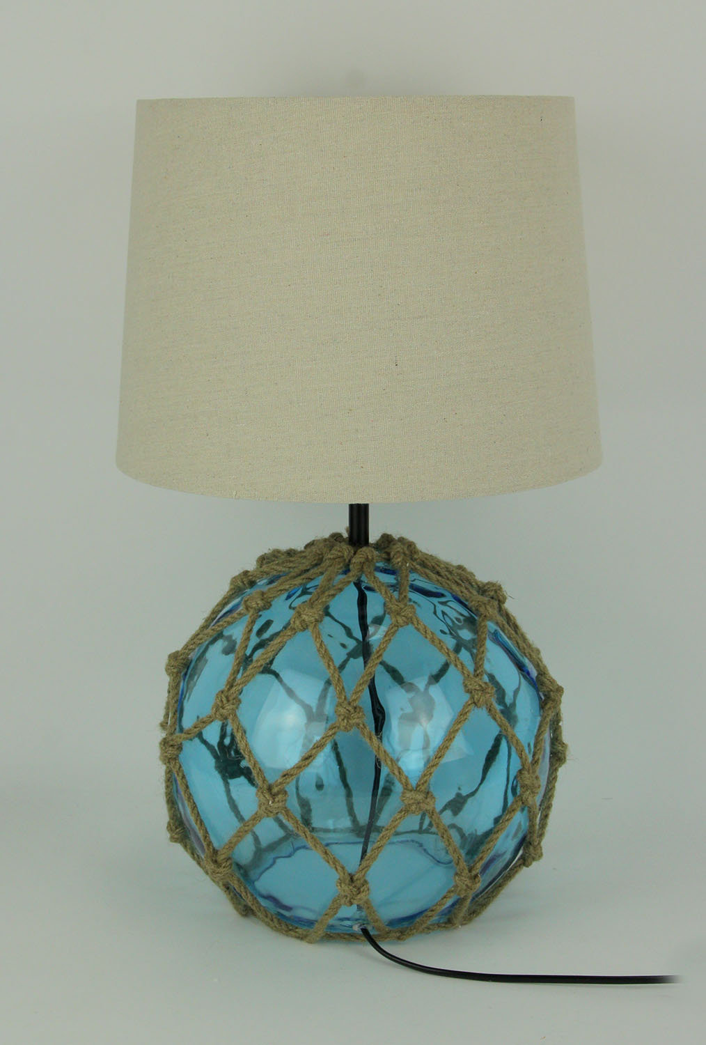 Longshore Tides Blue Rope And Glass Nautical Buoy Style Lamp With Linen ...