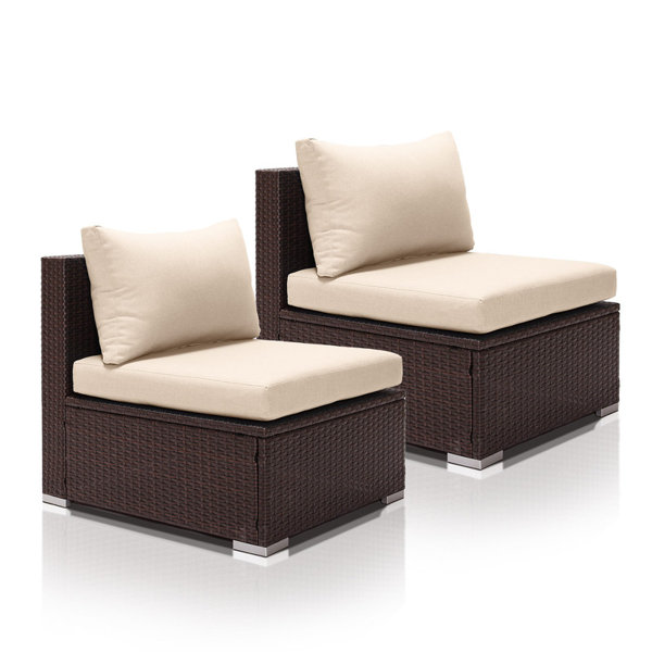 Ebern Designs Follrich 27.5'' W Outdoor Wicker Armless Chair With ...