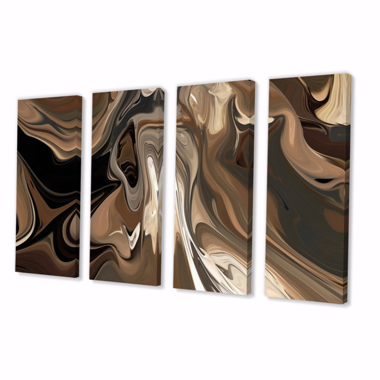 Wrought Studio " Fushion Liquid Glam Art I " 4 - Pieces on Canvas | Wayfair