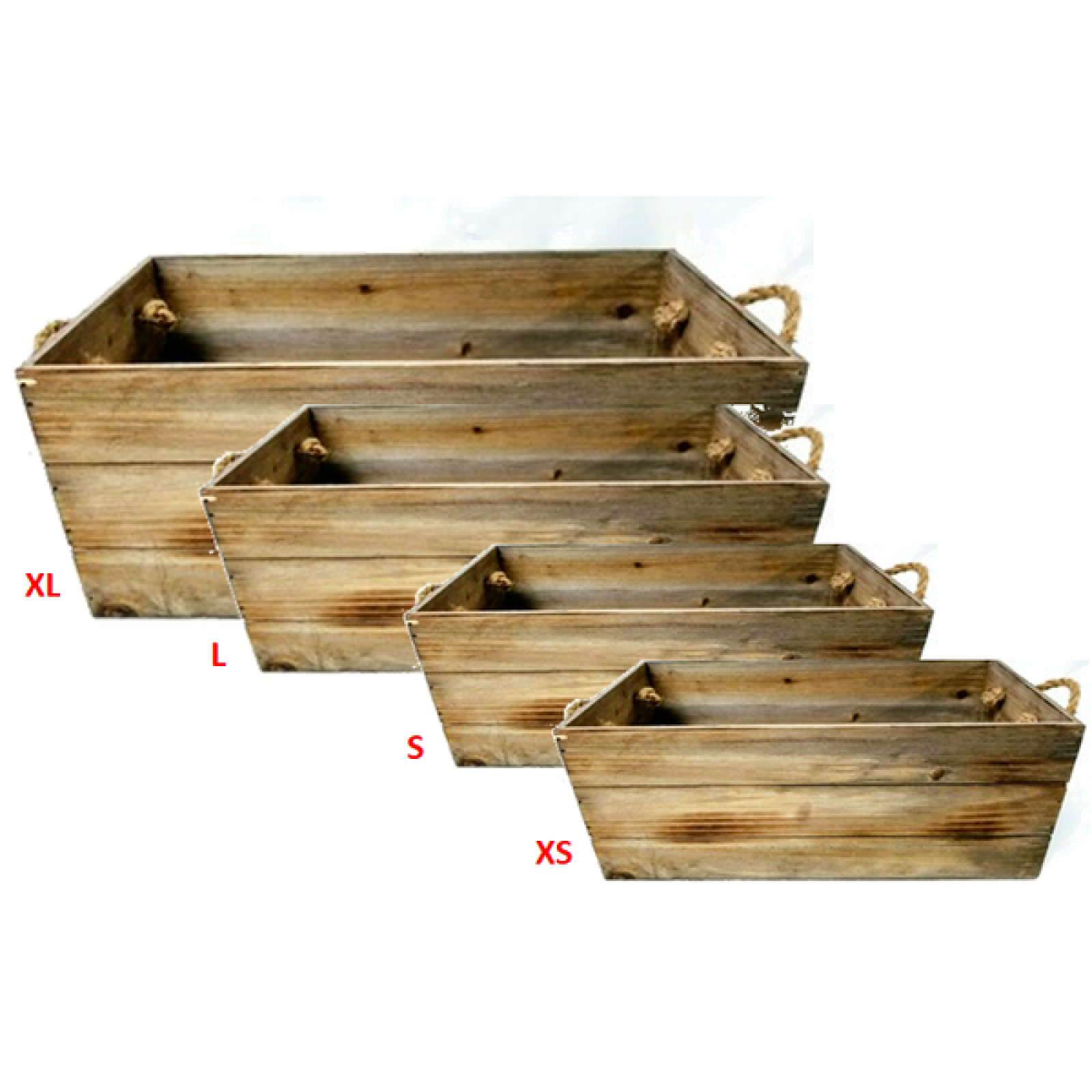 Loon Peak® Set Of 4 Wood With Rope Handles Boxes | Wayfair