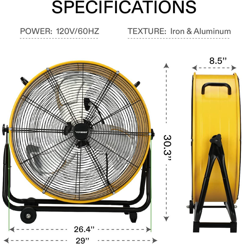 VIVOSUN 24 In. Industrial 3-speed Tilt Drum Fan | Wayfair