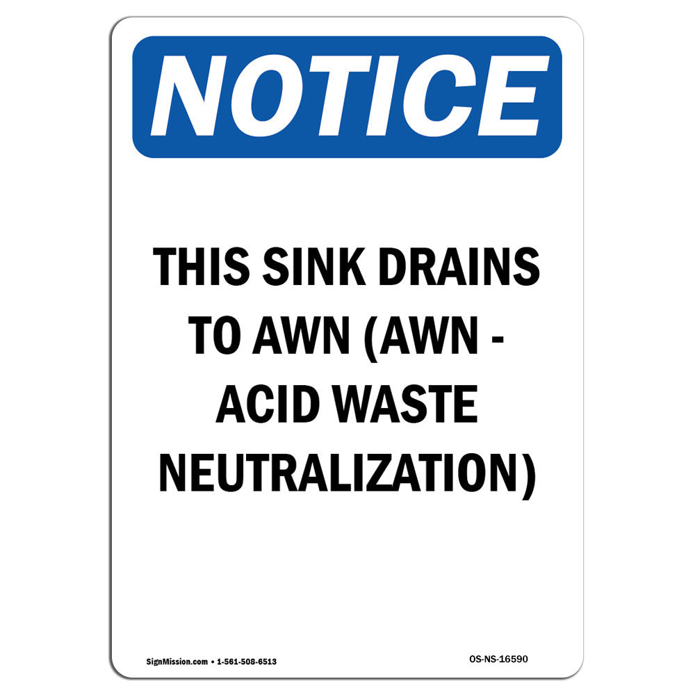 SignMission Sink Drain Awn Acid Waste Neutralization Sign | Wayfair