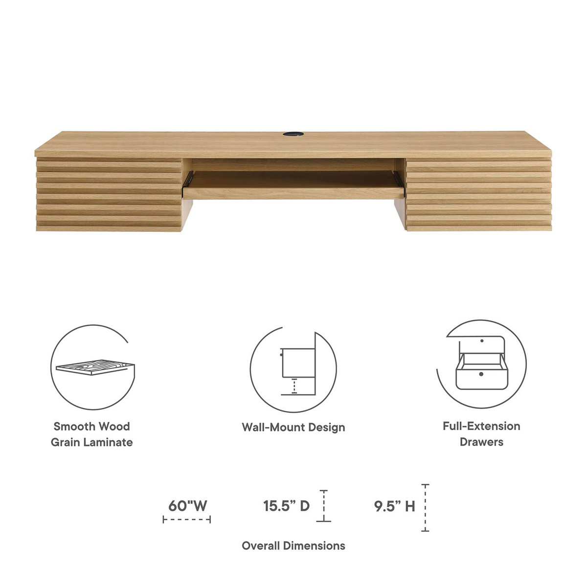 Modway Render Wall Mount Wood Office Desk & Reviews | Wayfair