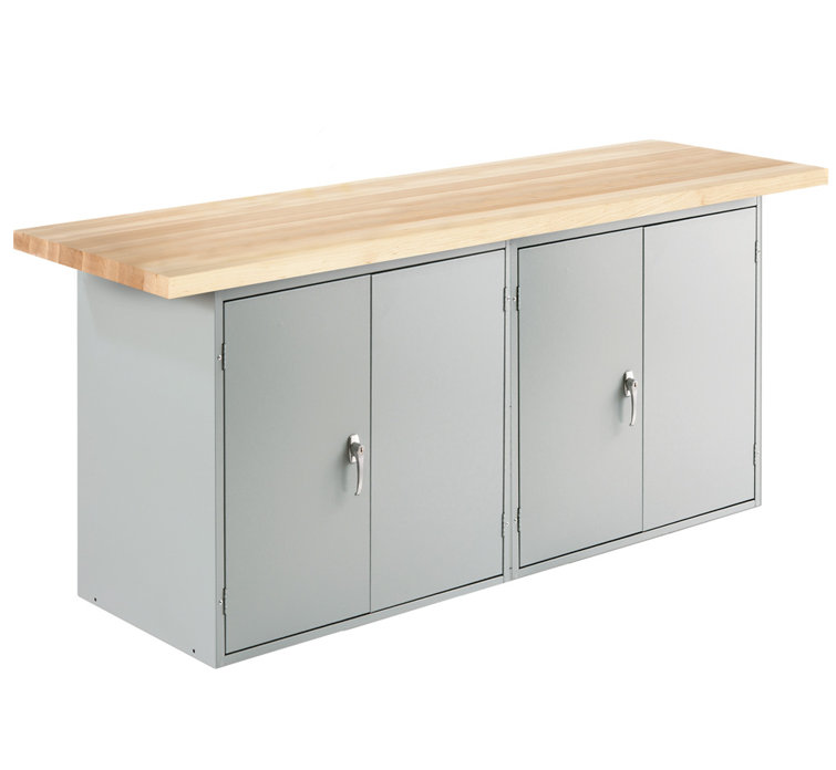 Shain Vertical Locker Unit Wood Top Workbench | Wayfair