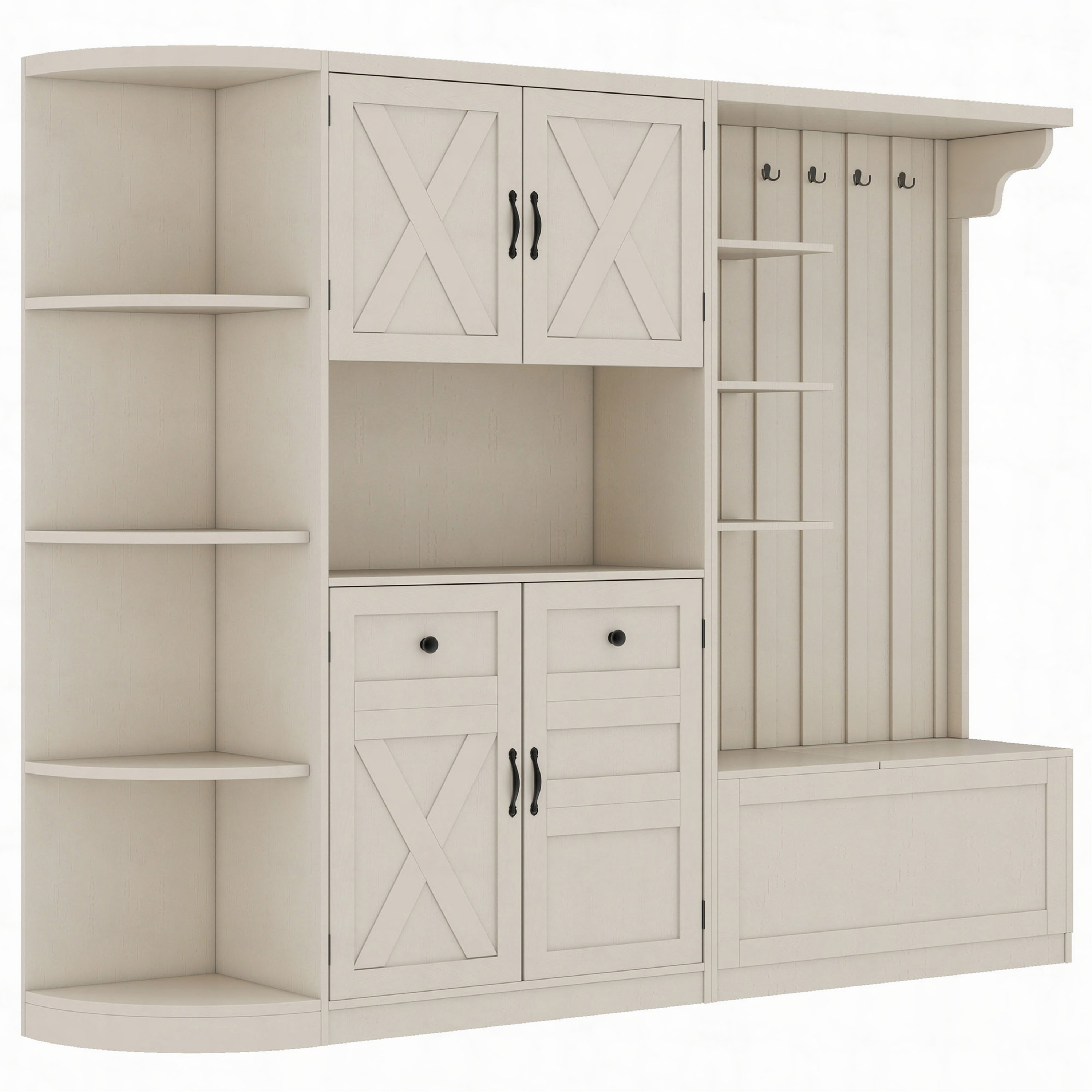 Everly Quinn Multifunctional left-right combination hall cabinet (can ...