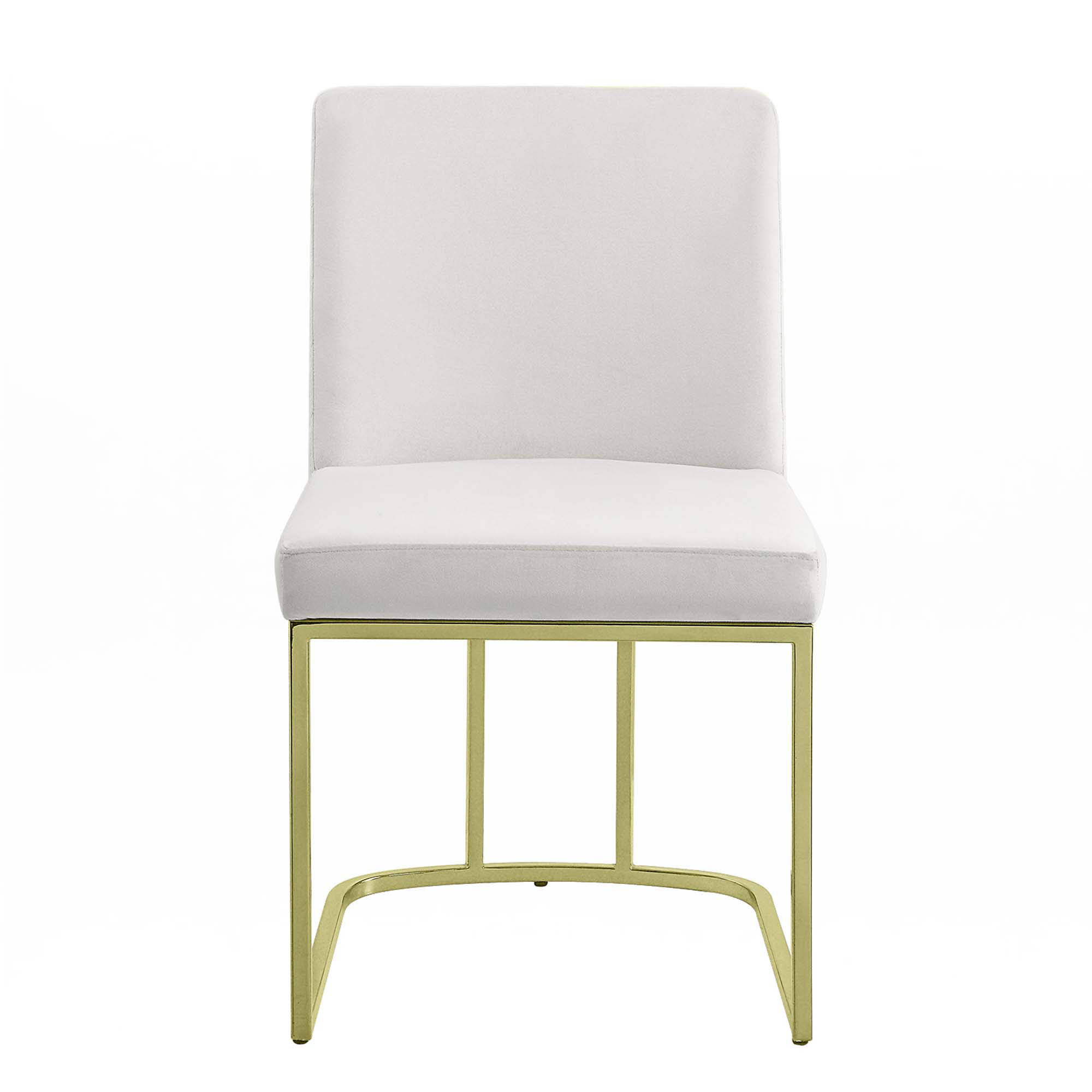 Everly Quinn White And Gold Side Chair With Metal Base (Set Of 2) | Wayfair