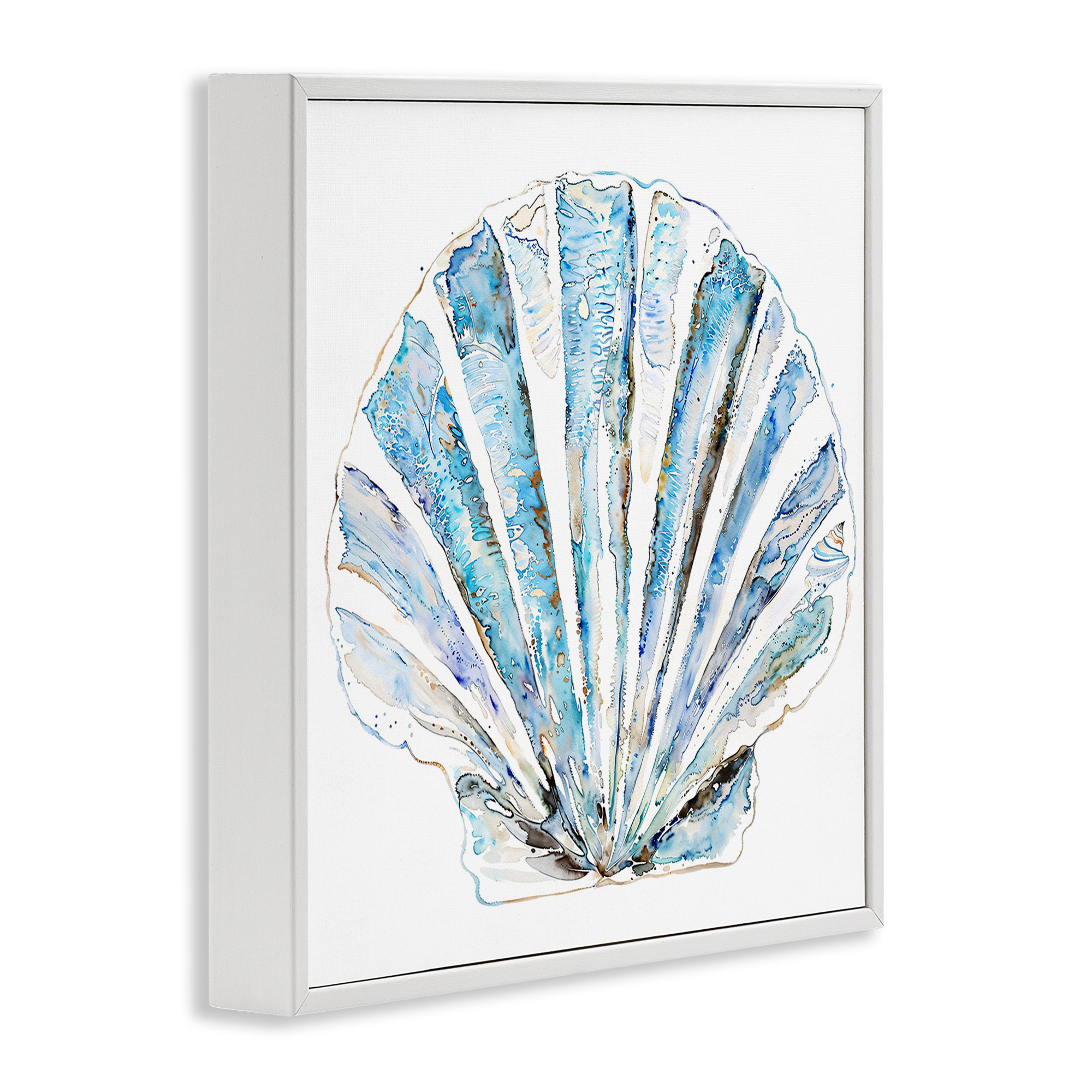 Stupell Industries Blue Clam Shell Framed Giclee Art by Christine ...