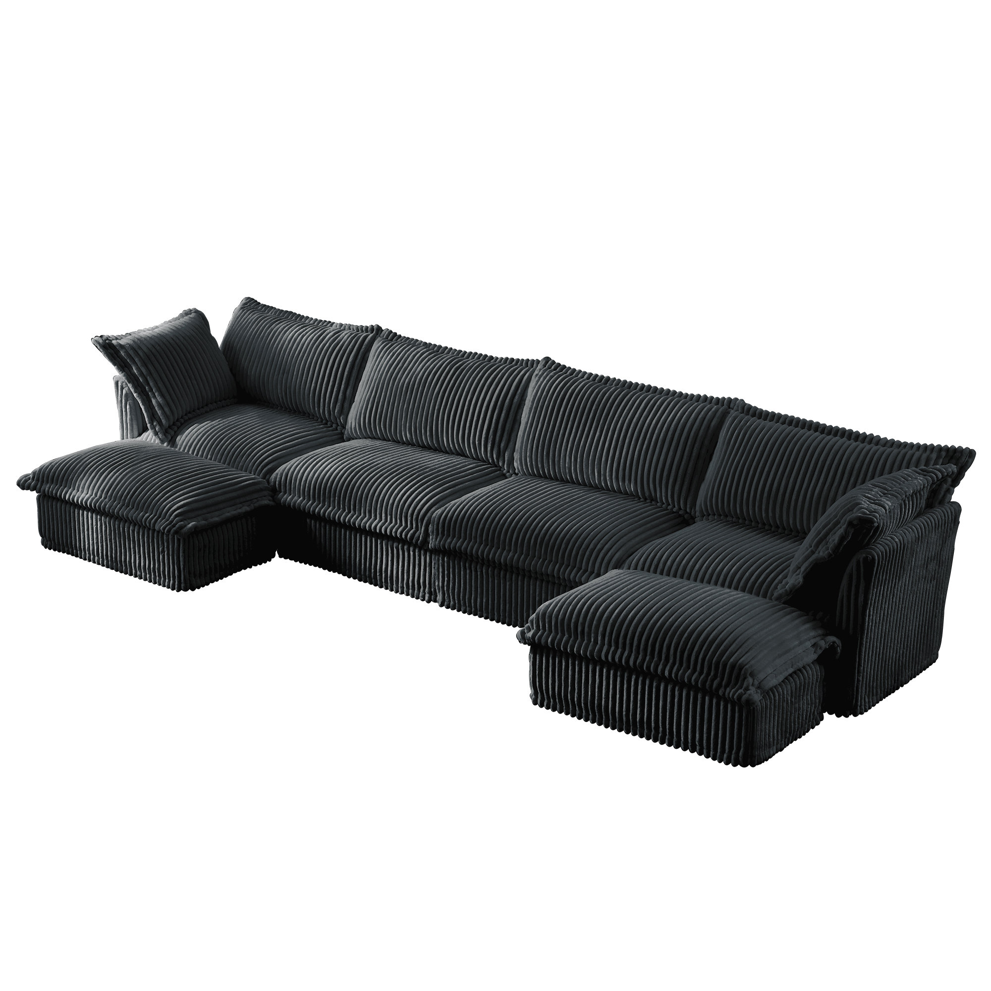 Everly Quinn Luxurious And Comfortable U-shape Couch In Soft Gray ...