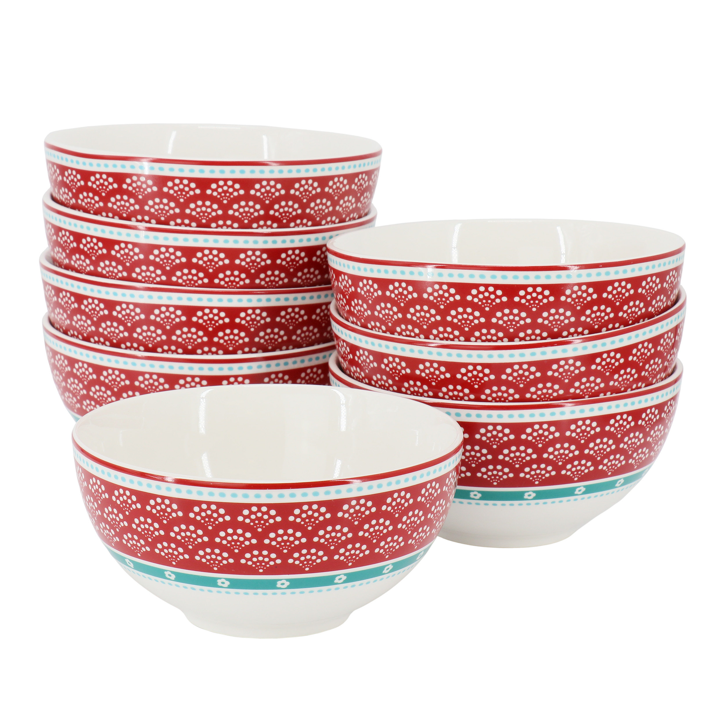 Gibson Home Village Vines Floral 8 Piece 6 Inch Fine Ceramic Bowl Set ...